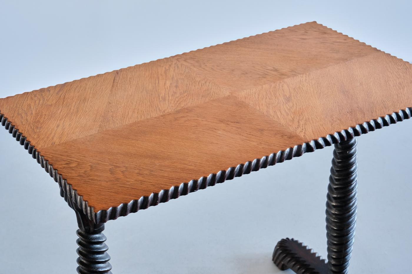 Exceptional Swedish Grace Side Table with Carved Frame, Oak Top, Sweden ...
