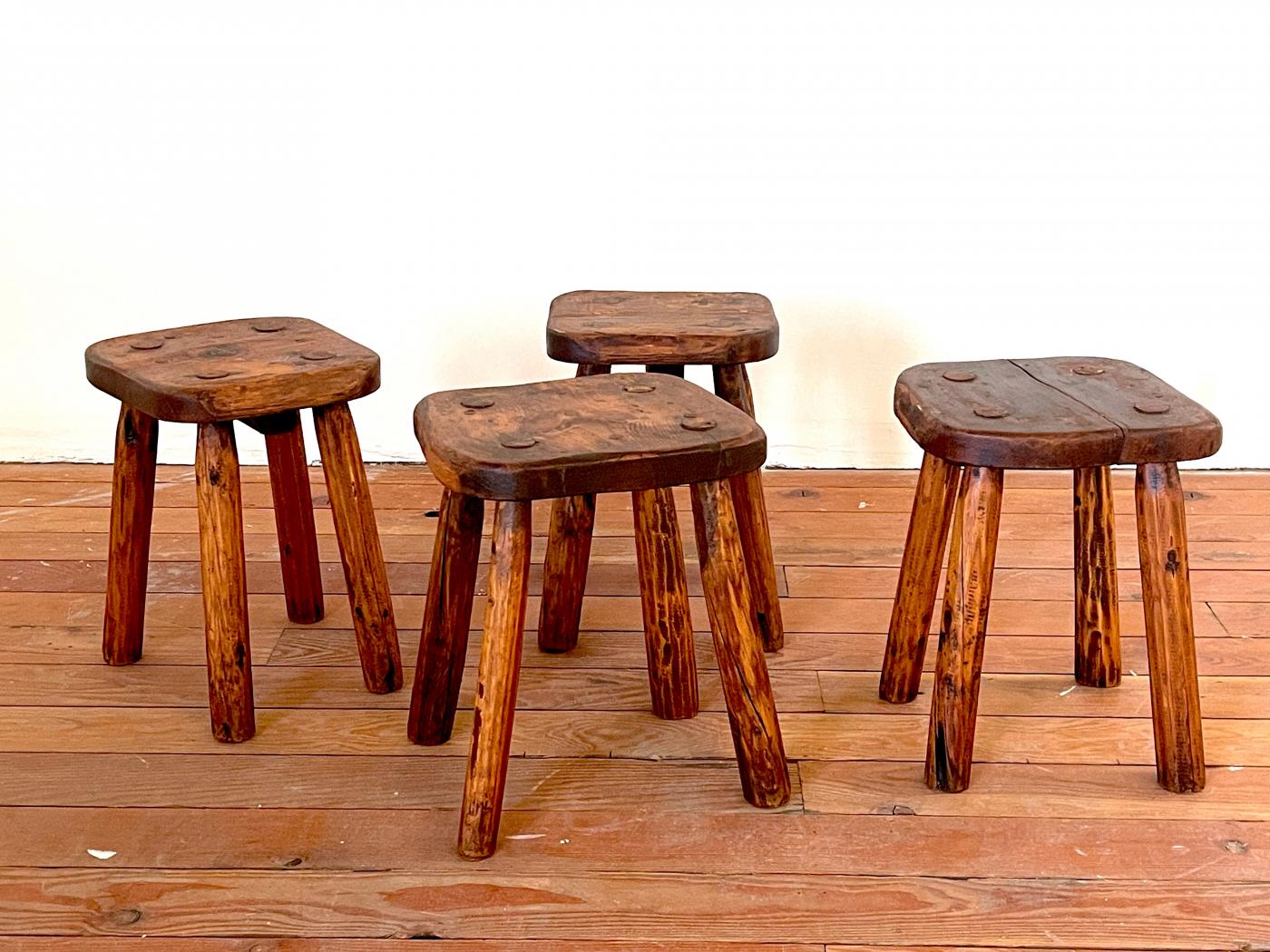 FRENCH MASSIVE WOOD STOOLS