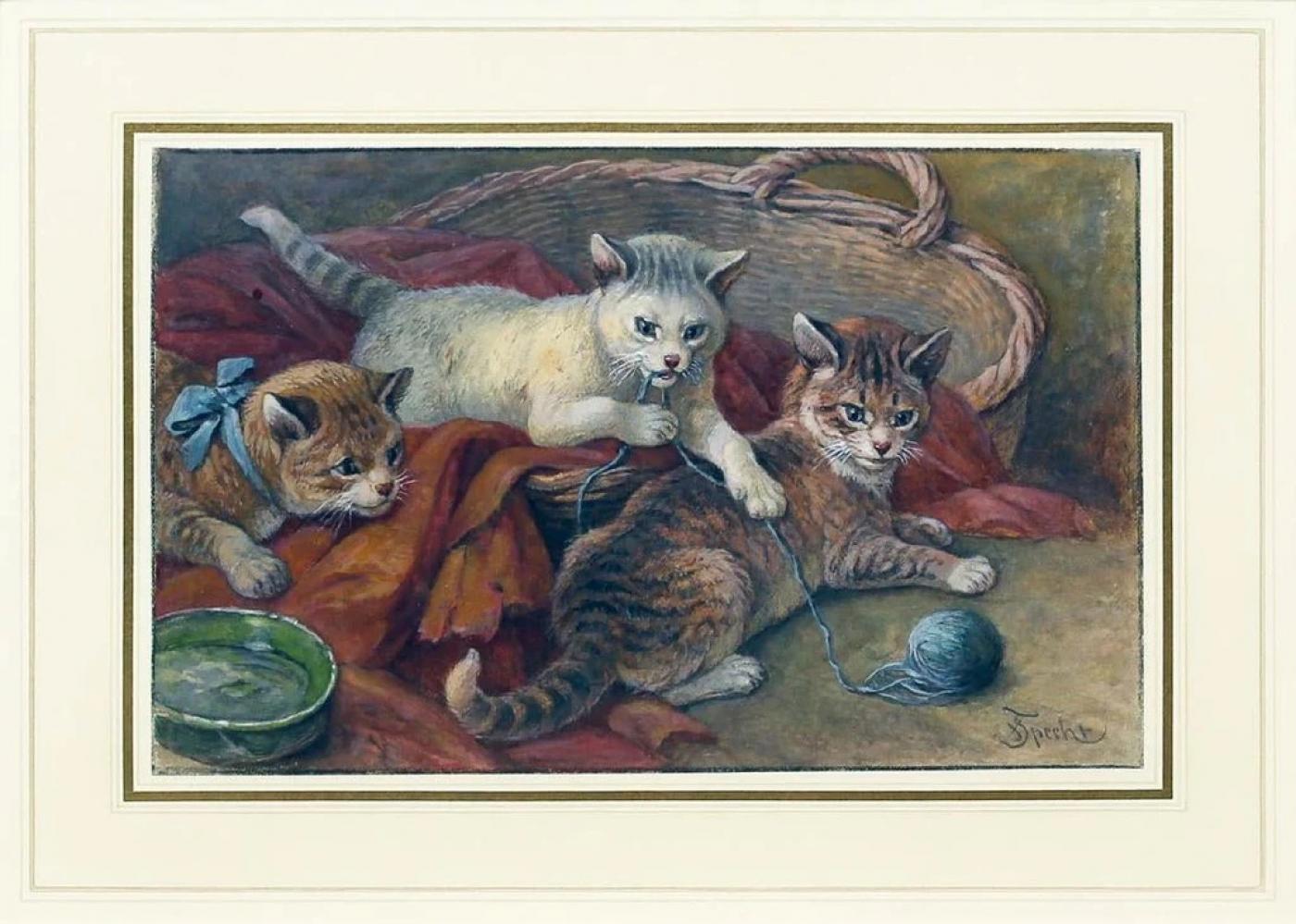 FRIEDRICH SPECHT - FRIEDRICH SPECHT (GERMAN, 1839-1909) THREE KITTENS ...