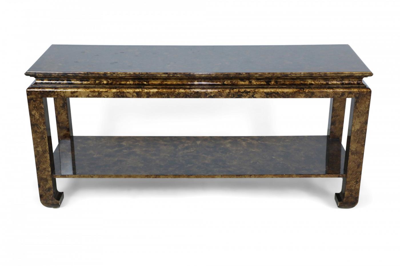 Faux Tortoise Shell Finished Console Table With Shelf
