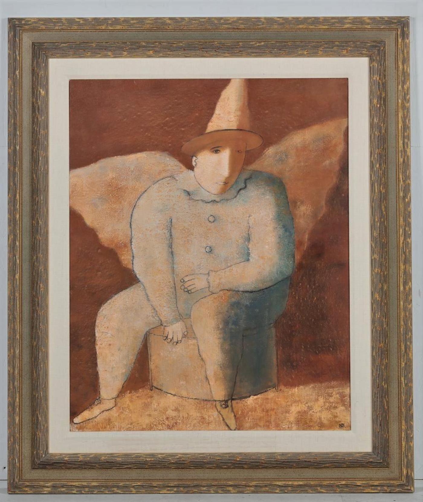 Felix Sherman Russian Expressionist Oil Painting of a Clown