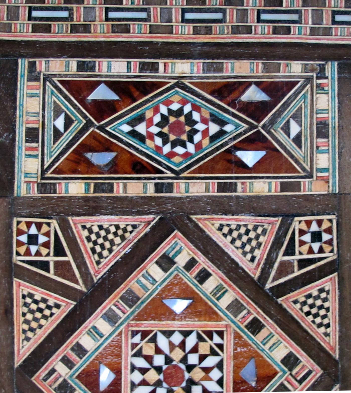 Finely crafted middle eastern micro-mosaic marquetry inlaid octagonal box