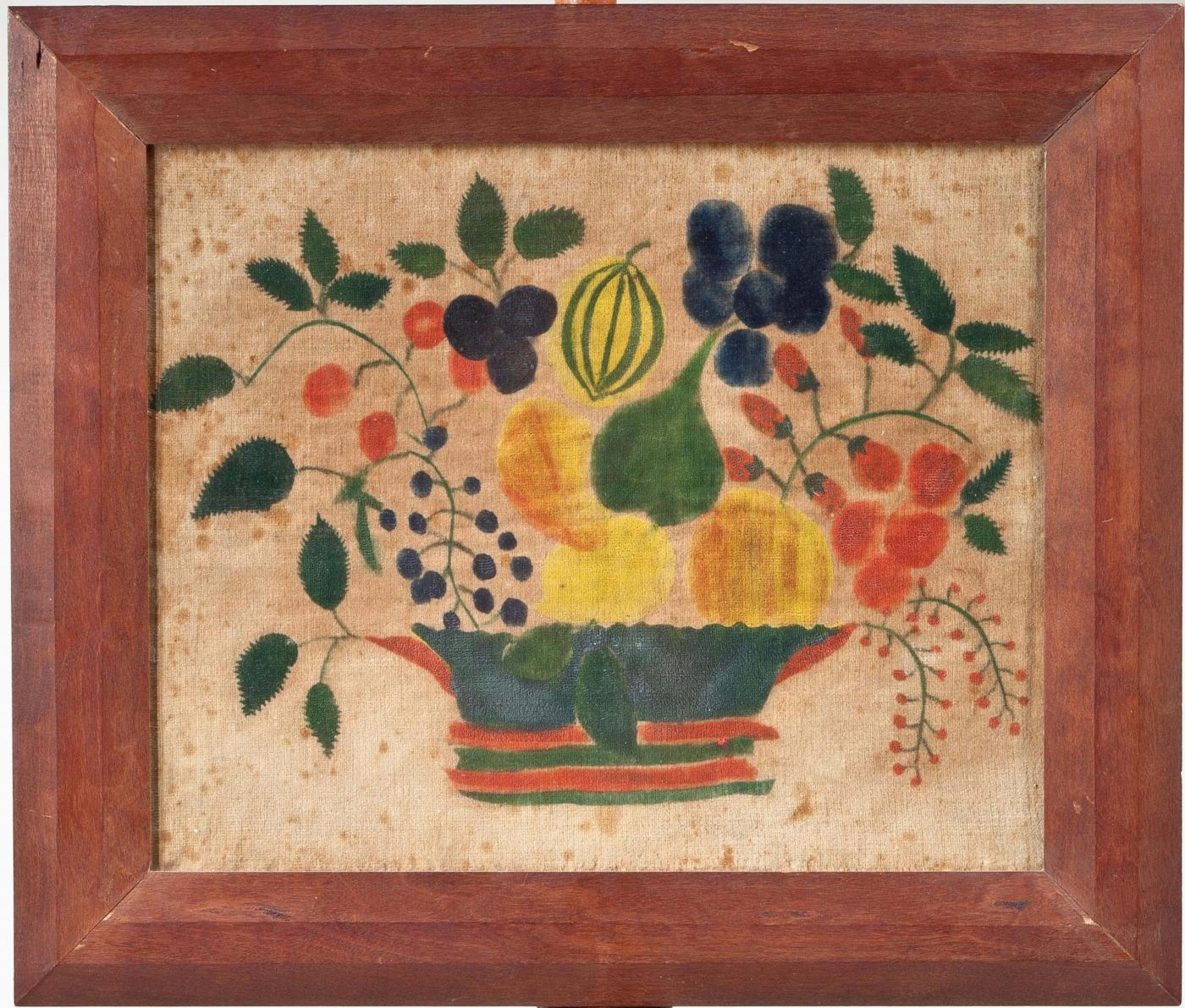 Fire screen with framed theorem still life