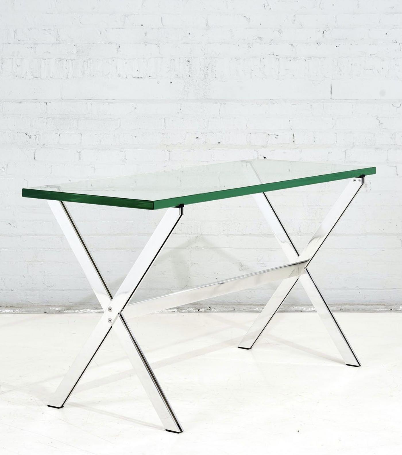 Florence Knoll - Florence Knoll Chrome and Glass X Base Console Table, 1960