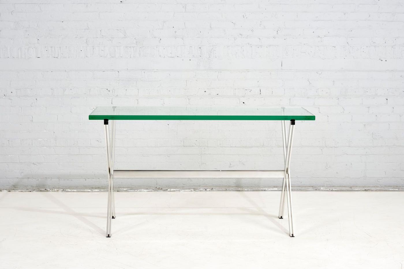 Florence Knoll - Florence Knoll Chrome and Glass X Base Console Table, 1960