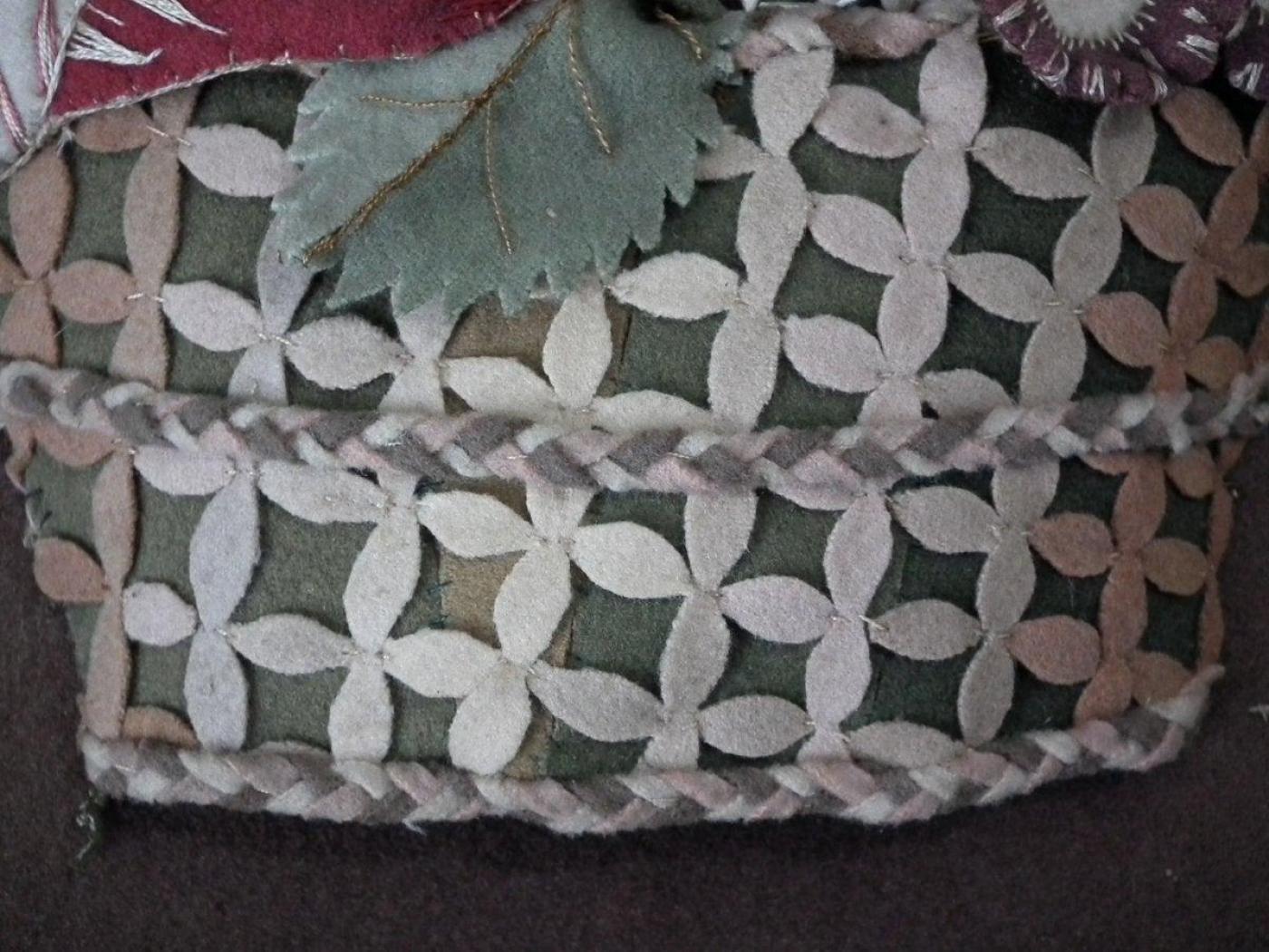 Flowerbasket Raisedwork Embroidery in Shadow Box Frame