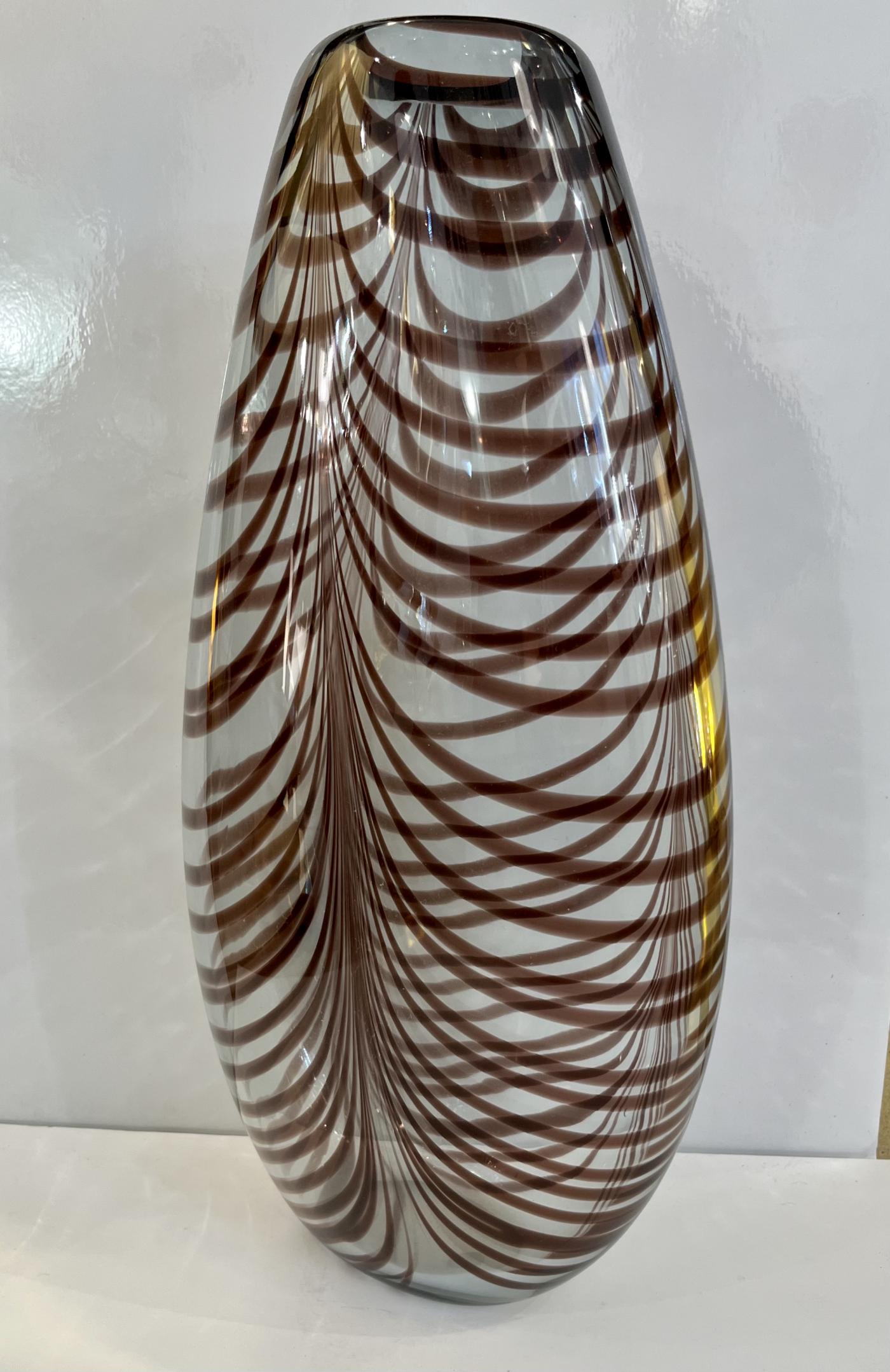 Formia Murano - Formia 1970s Feather Decorated Purple Brown Crystal ...