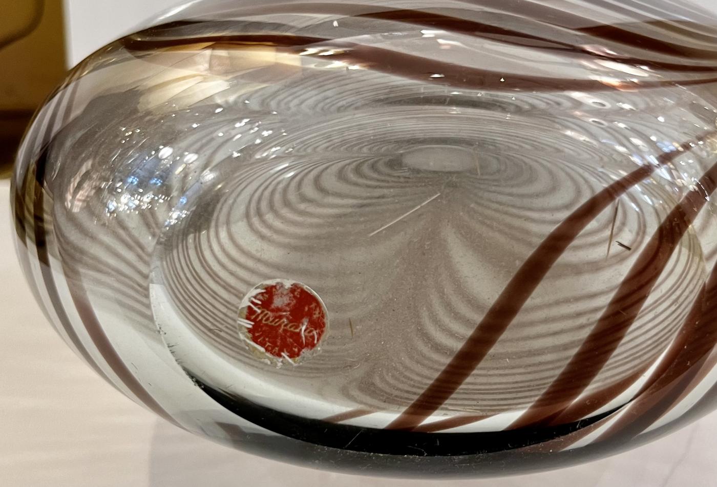 Formia Murano - Formia 1970s Feather Decorated Purple Brown Crystal ...