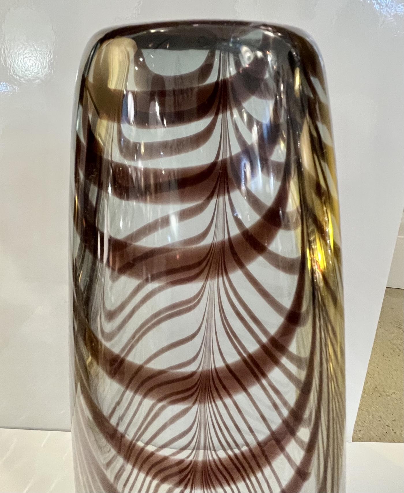 Formia Murano - Formia 1970s Feather Decorated Purple Brown Crystal ...