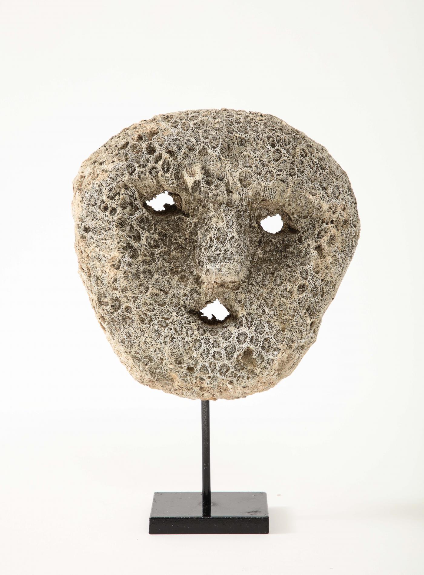 Fossilized Coral Animist Mask by the Atomi People of Timor