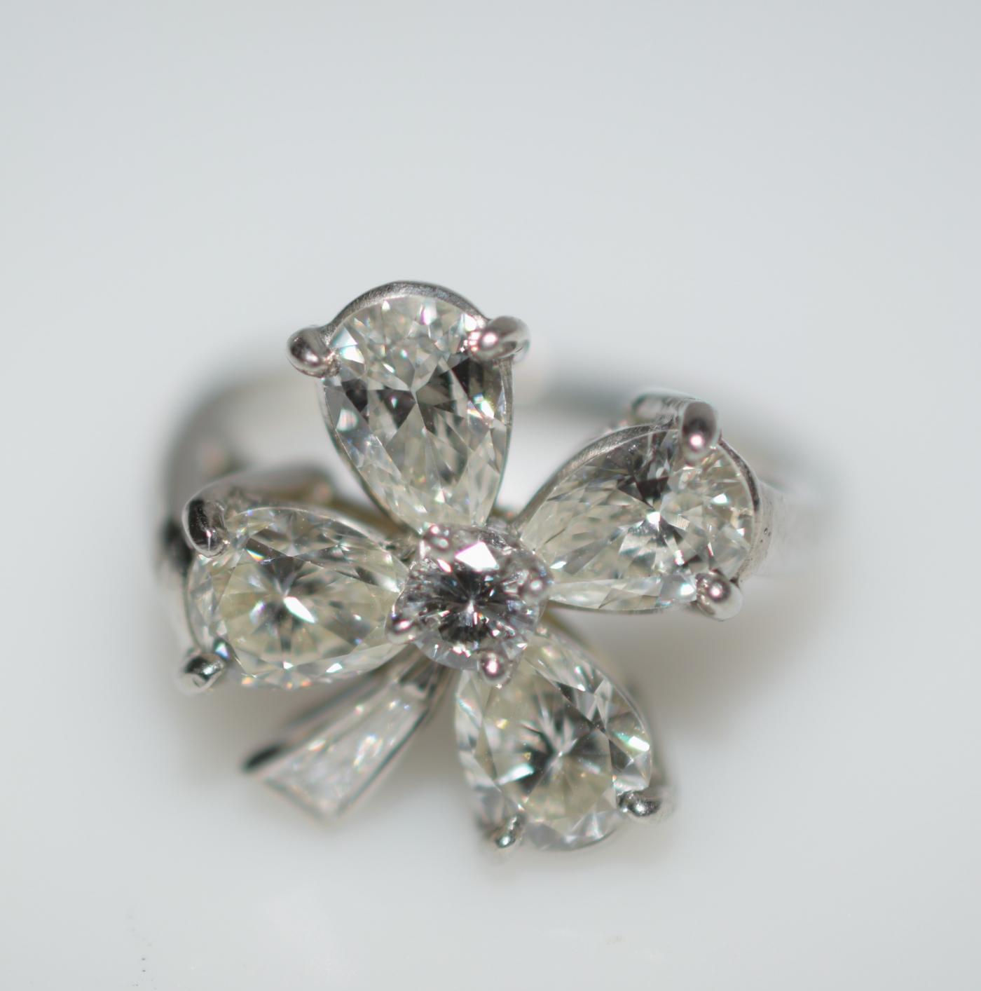 Four Leaf Clover Diamond and Platinum Ring