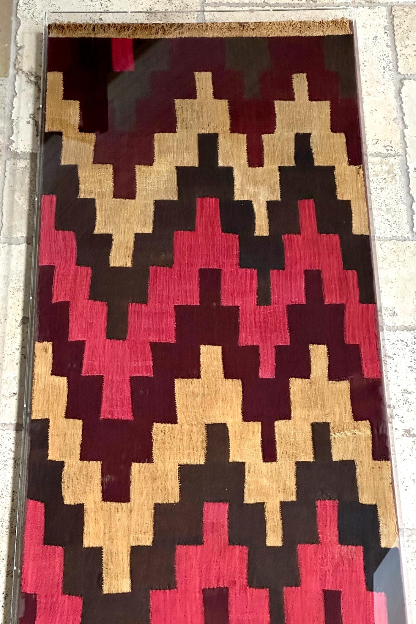 Framed Large Nazca Textile Panel with Geometrical Design