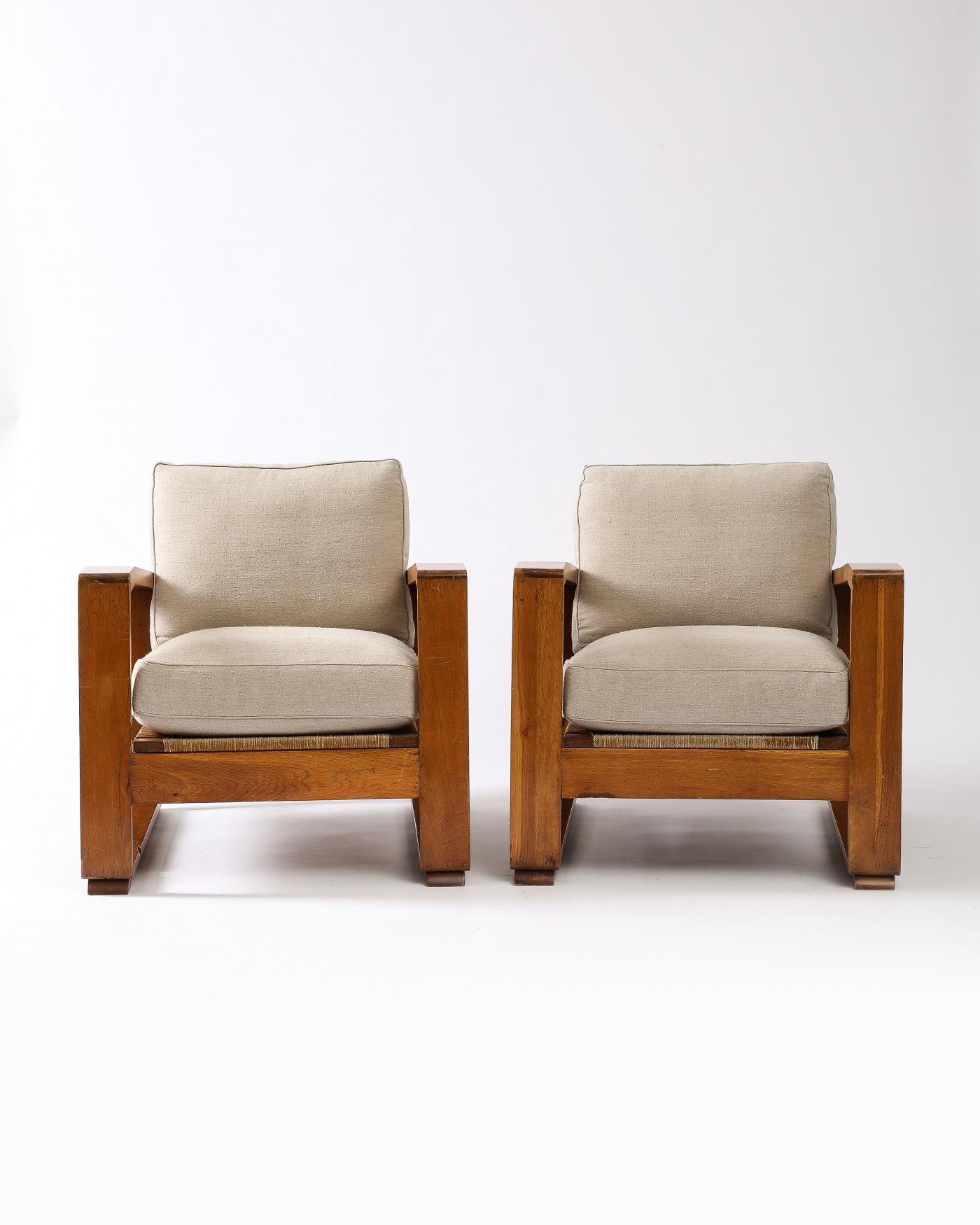 Francis Jourdain - Elm, Cord, and Upholstery Lounge Chair by Francis ...