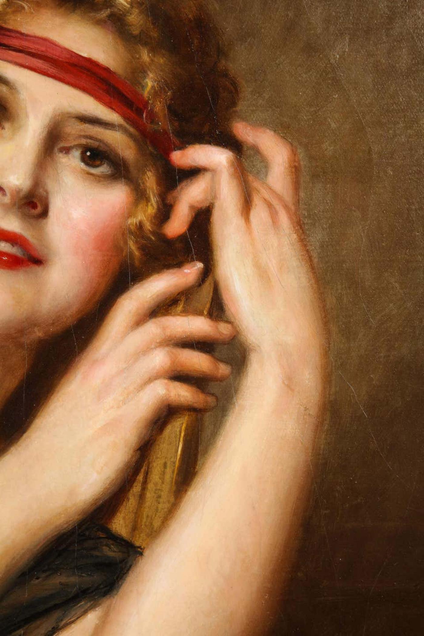 Francois Martin Kavel - Portrait of an Elegant Woman Painting