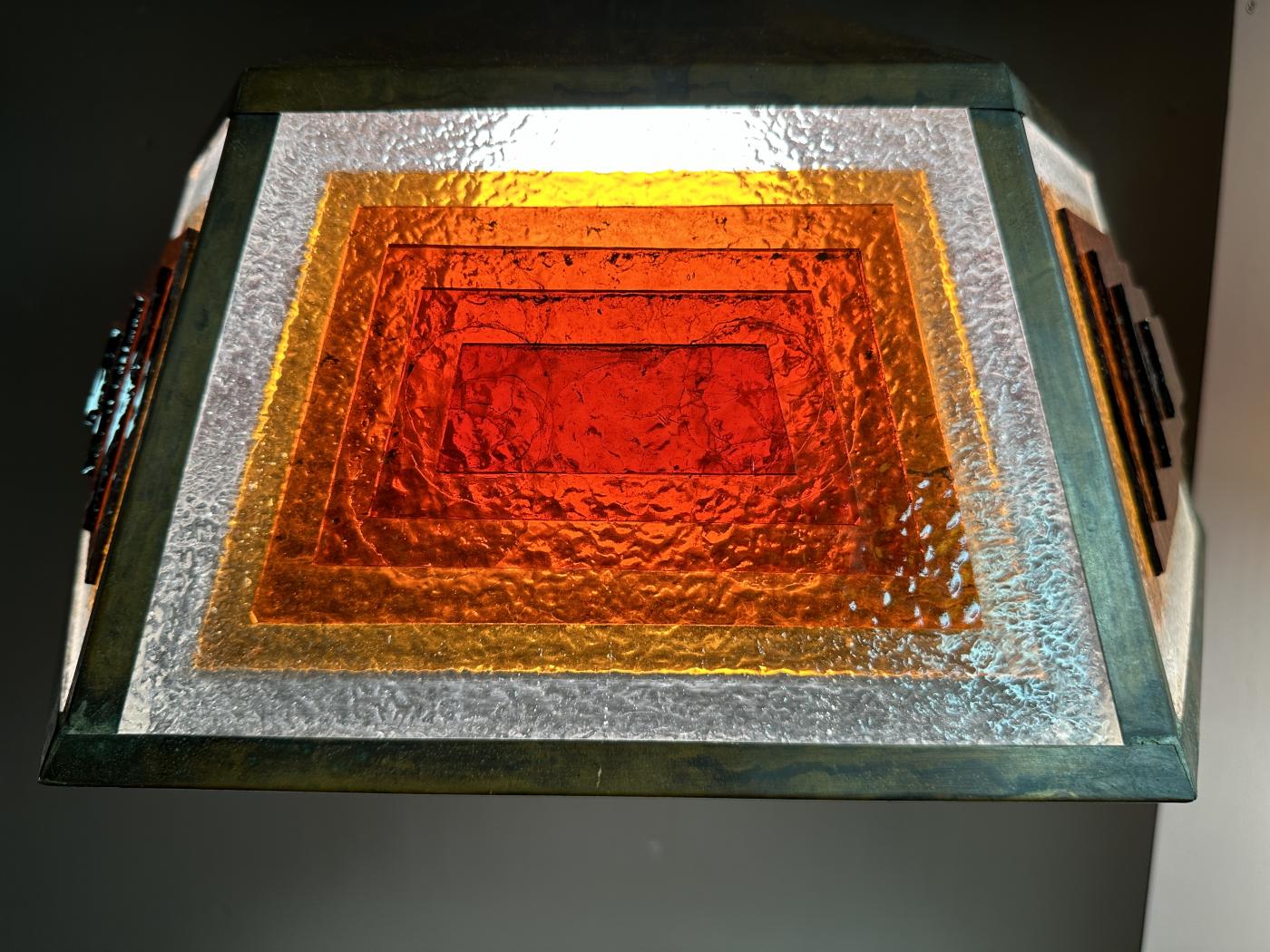 Frank Lloyd Wright - Copper and Stained Glass Light Fixture Style of ...