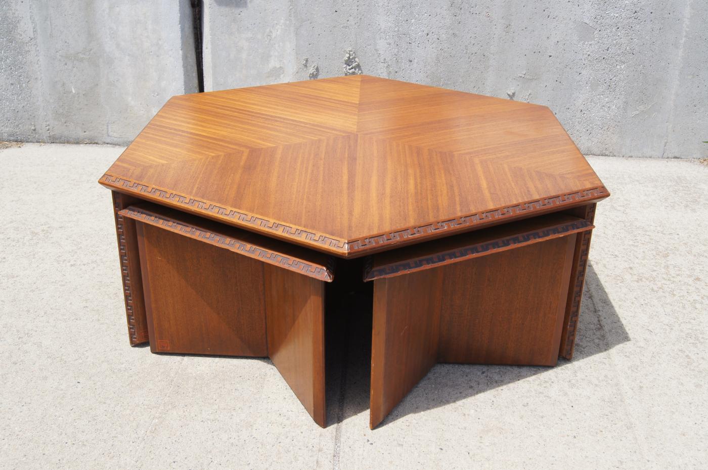Frank Lloyd Wright - Hexagonal Coffee Table Set by Frank Lloyd Wright ...