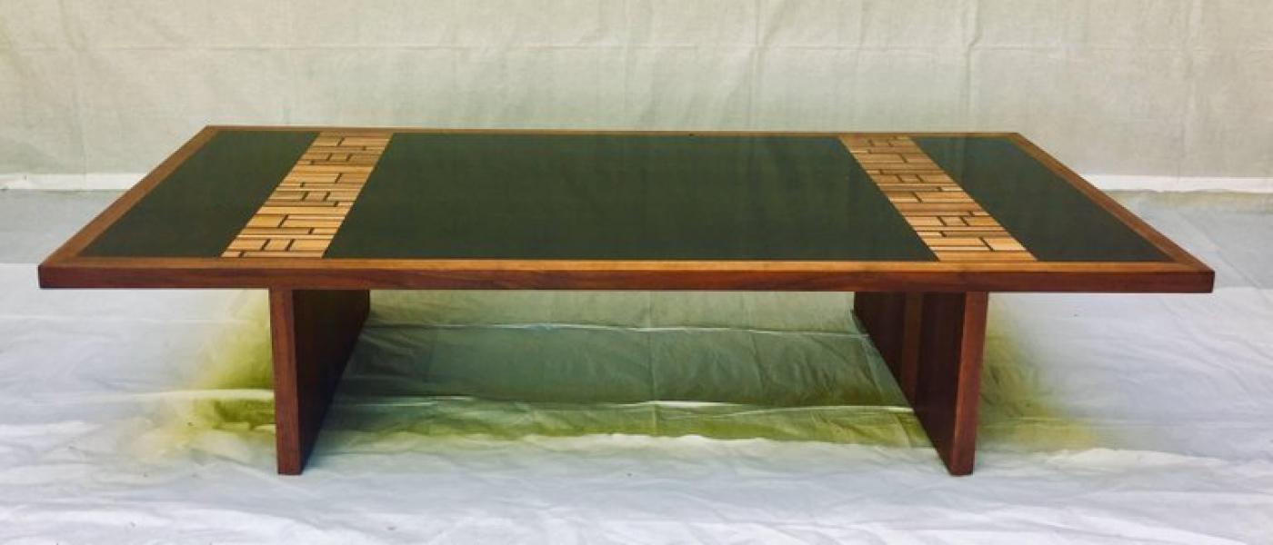 Frank Rohloff - Walnut and Black Resin Coffee Table Frank Lohloff ...