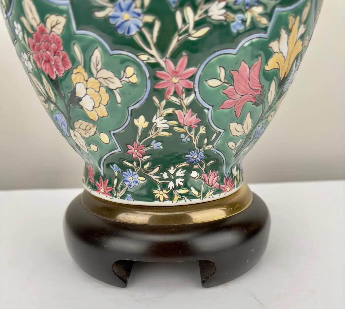 Frederick Cooper Chinoiserie Floral Design Green Porcelain Table Lamp ...