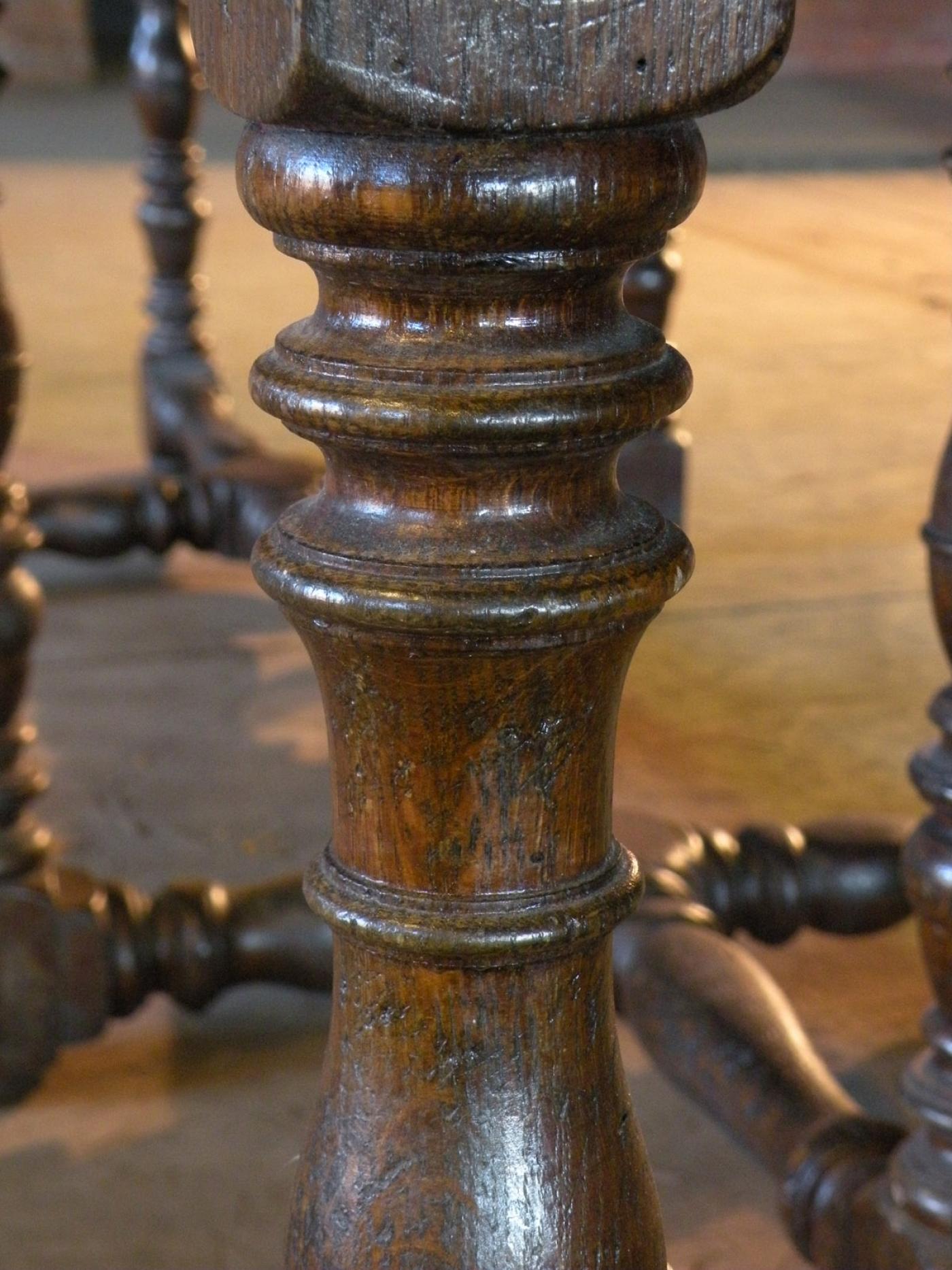 French 17th Century Baroque Large Oak Dining Table