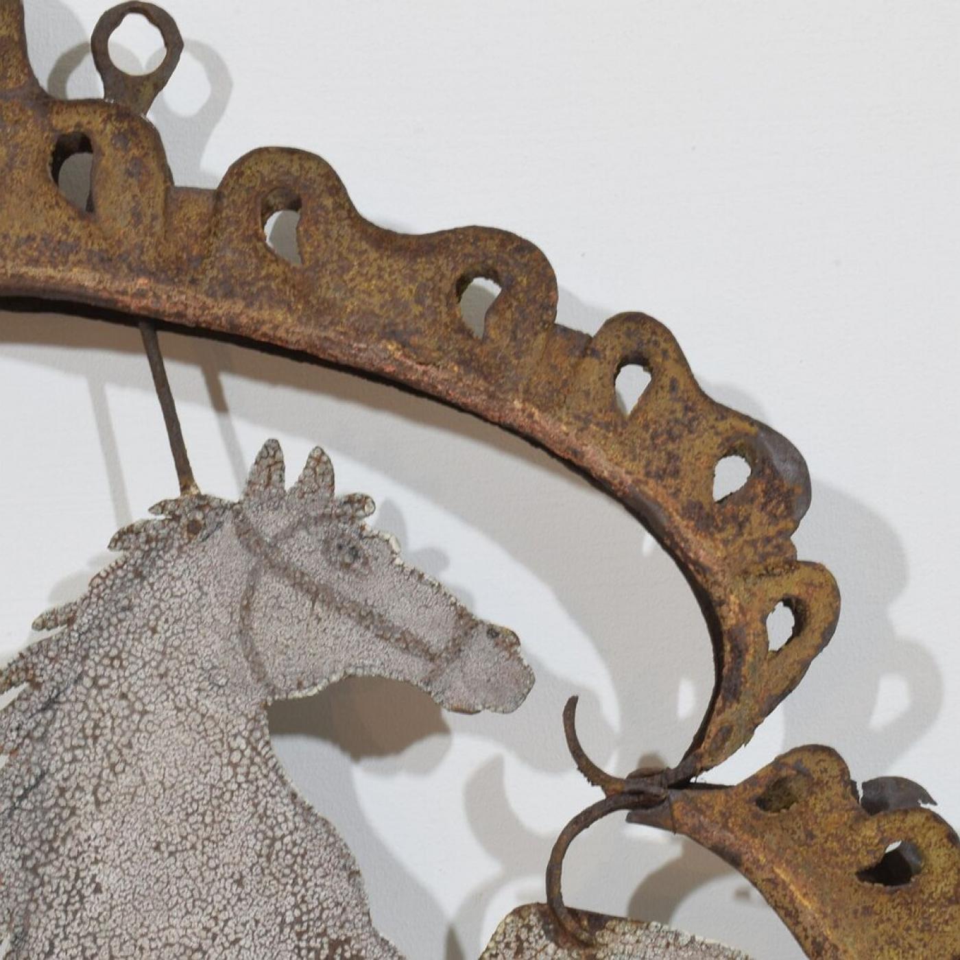 French 18th Century Forged Iron Folk Art Baroque Tavern Sign