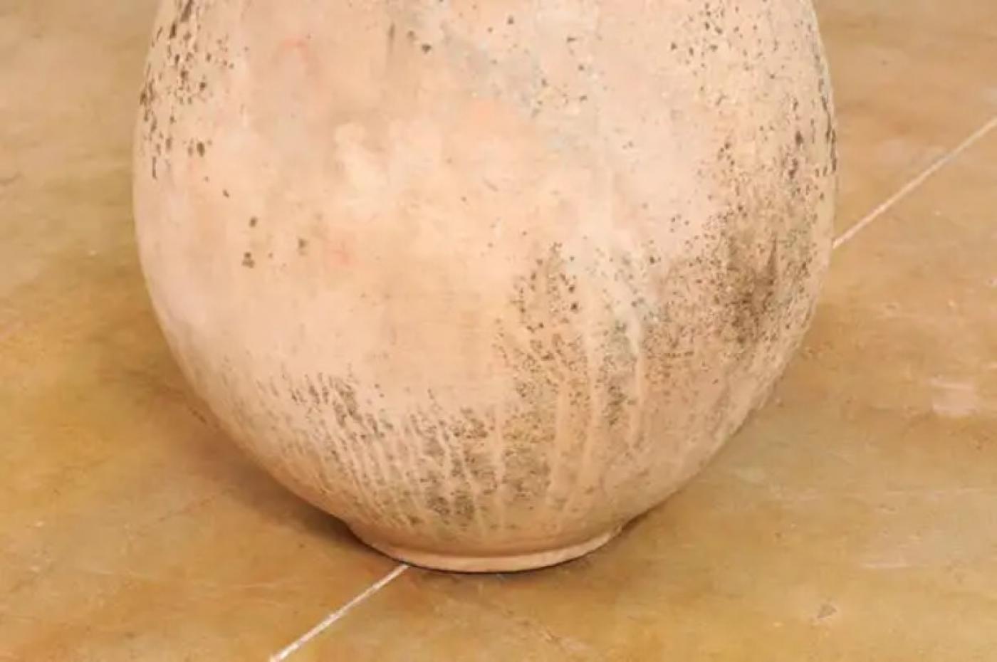 French 19th Century Biot Pottery Jar with Yellow Glaze and Dripping Effect