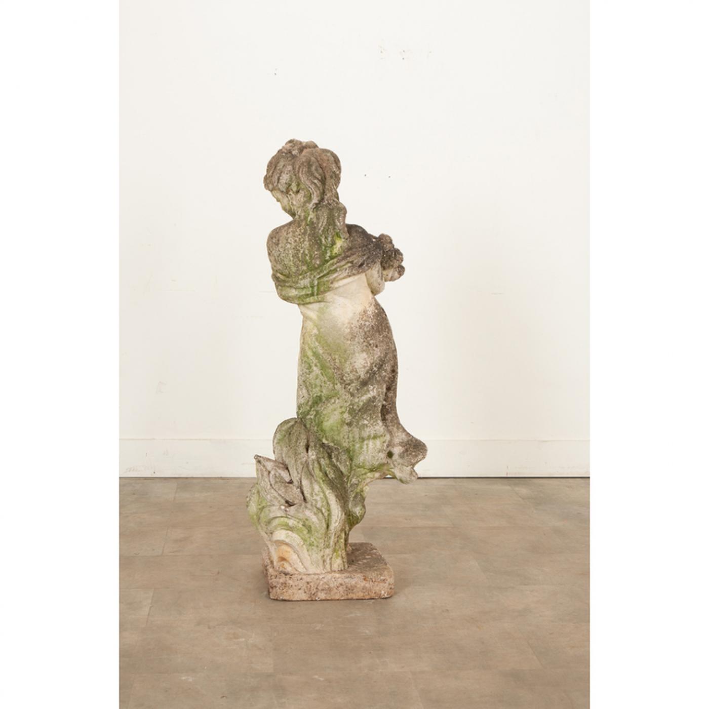 French 19th Century Garden Statue of a Maiden