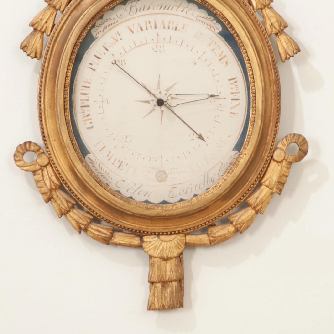 French 19th Century Gold Gilt Barometer