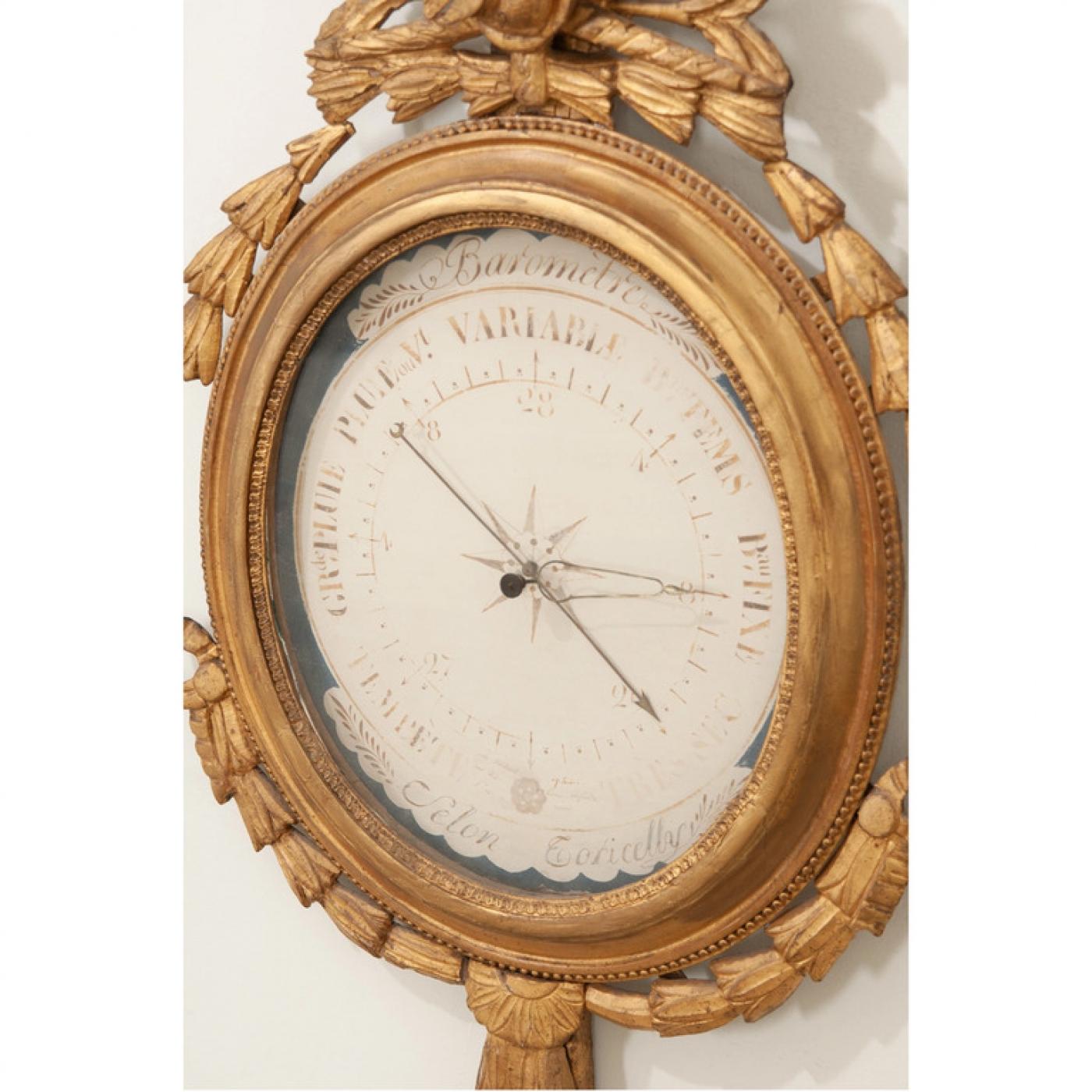 French 19th Century Gold Gilt Barometer