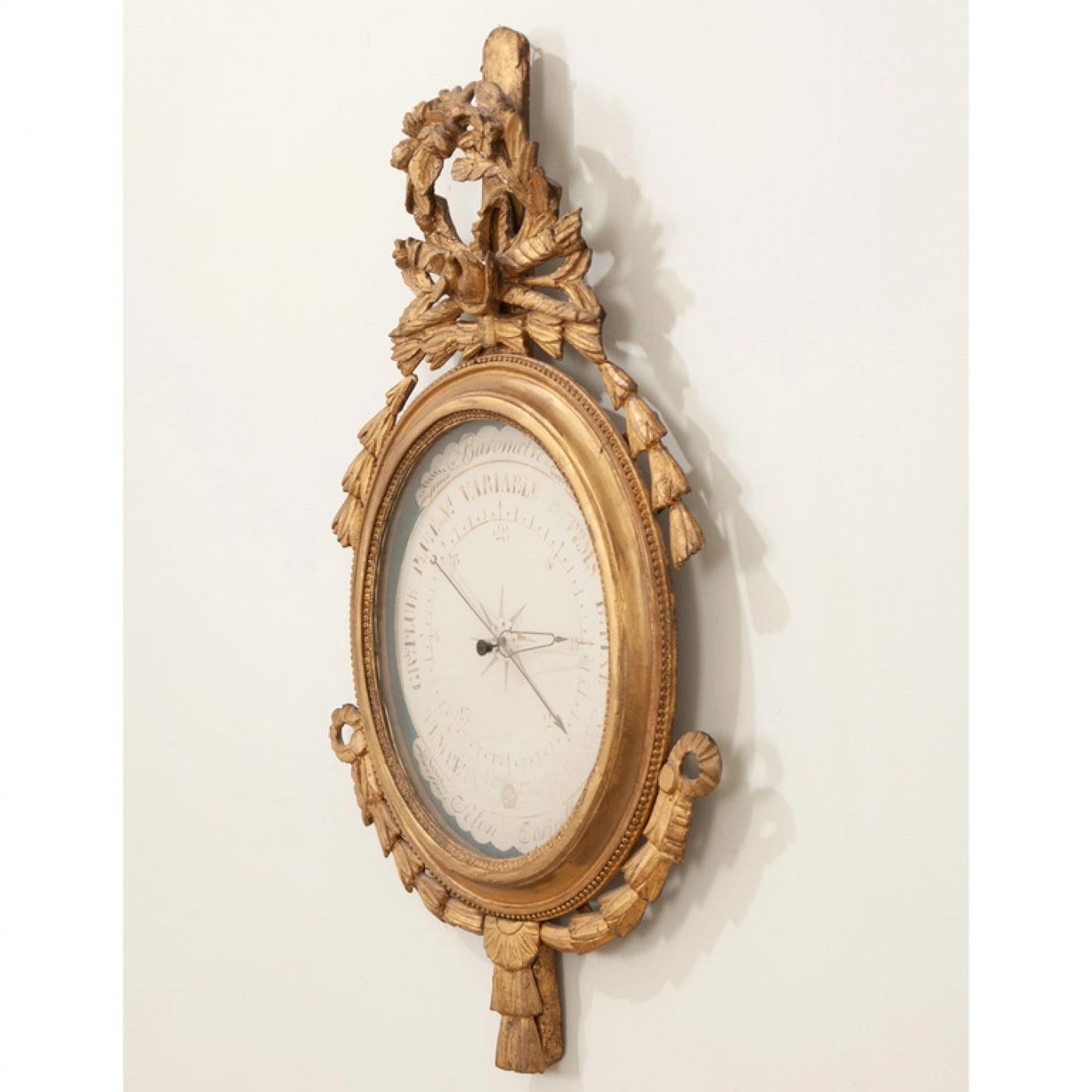 French 19th Century Gold Gilt Barometer