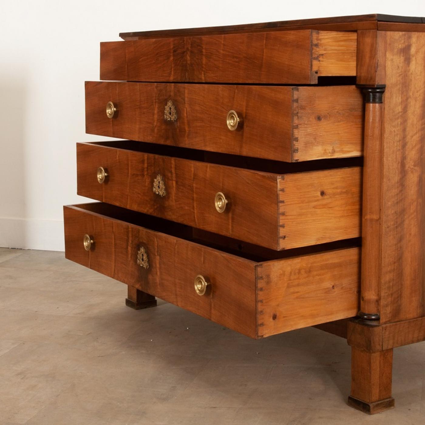 French 19th Century Walnut Empire Commode French 19th Century Walnut Empire Commode