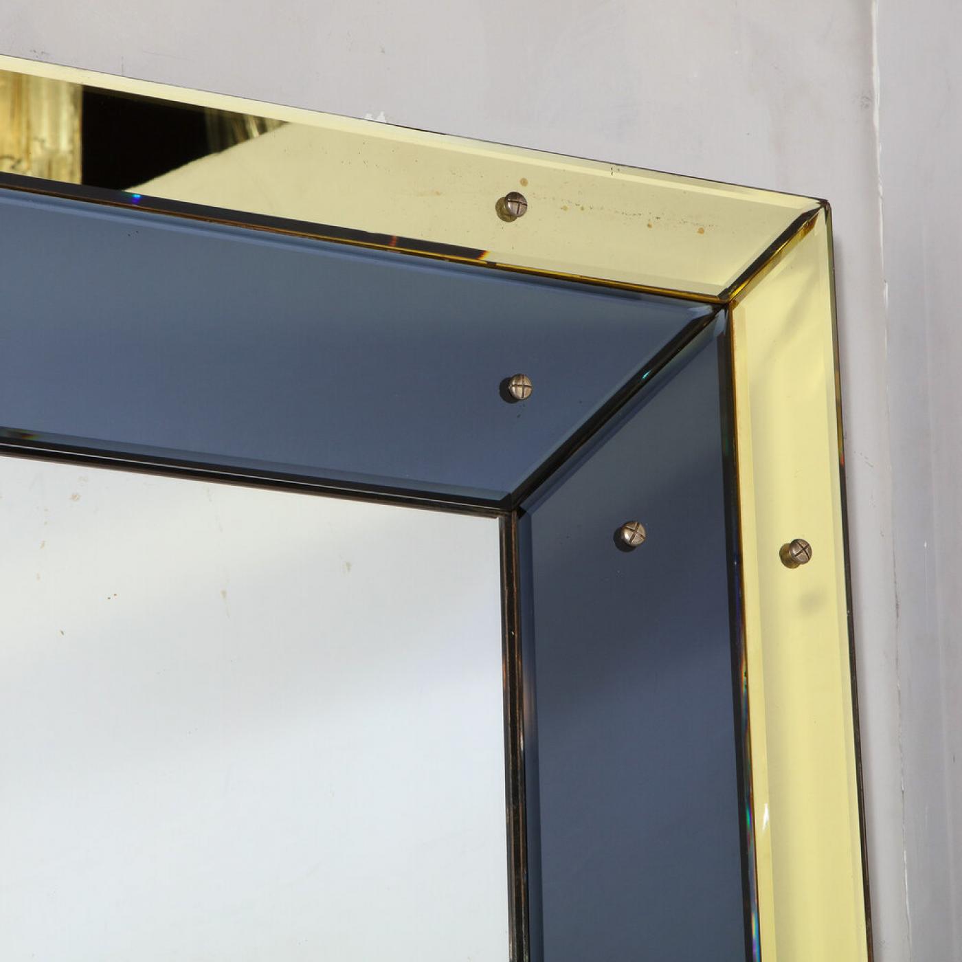 French Art Deco Black Vitrolite & Citrine Rectangular Wall Mirror