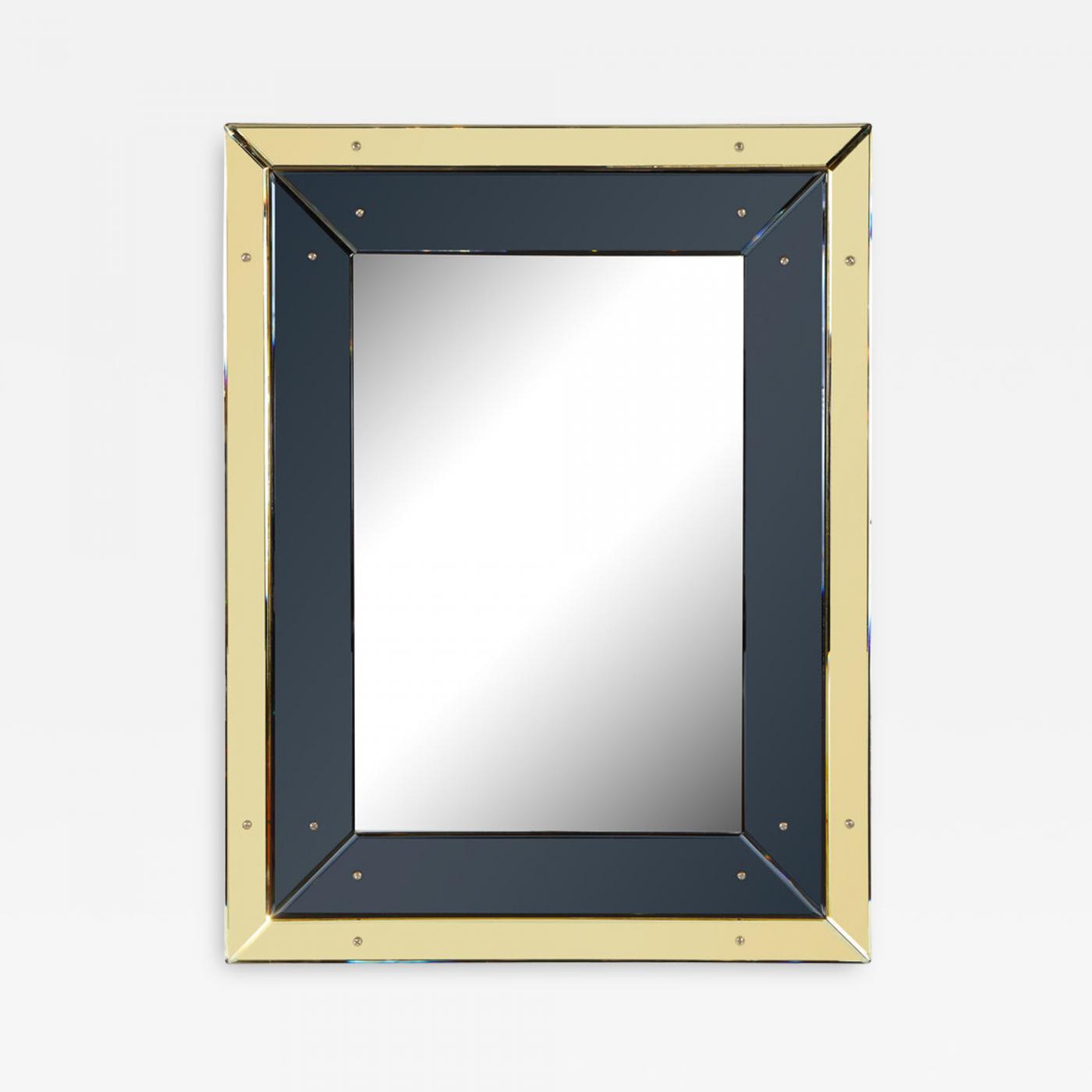 French Art Deco Black Vitrolite & Citrine Rectangular Wall Mirror