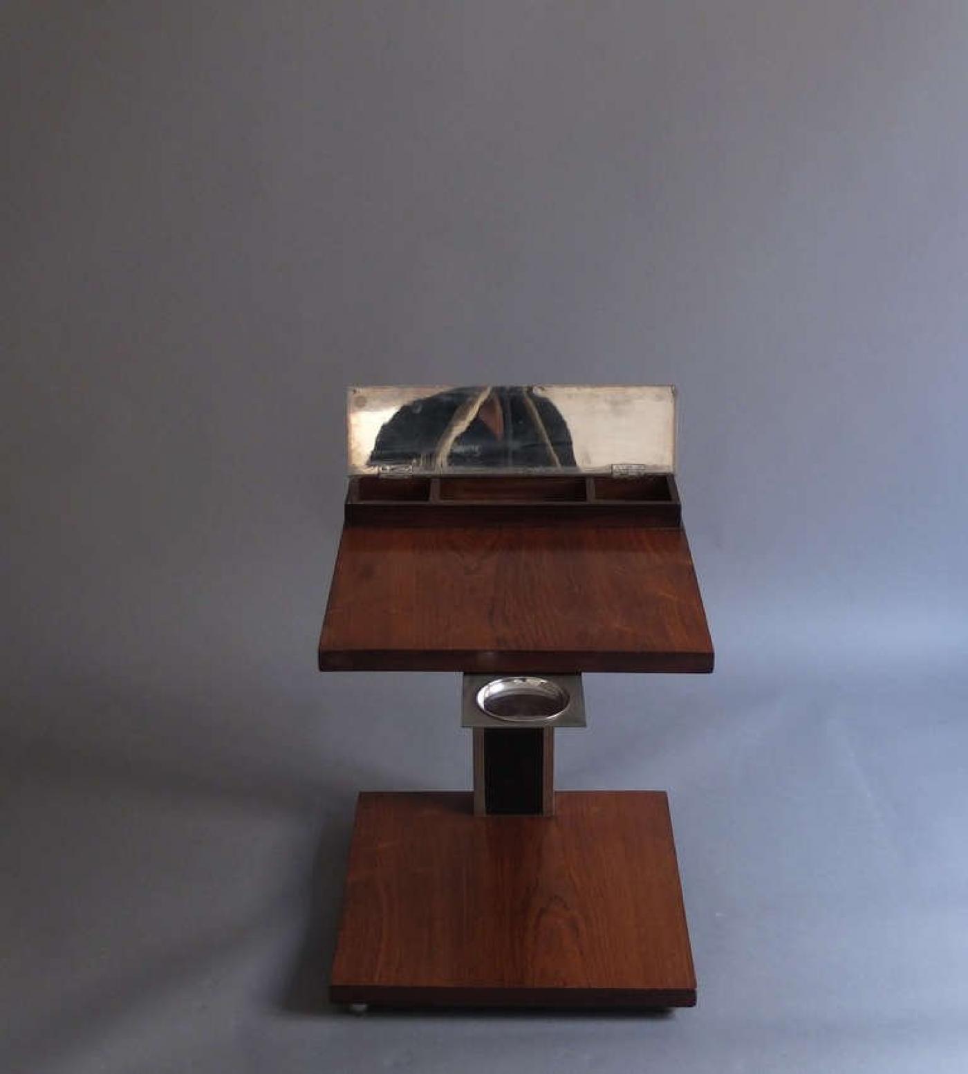 Fine Small French Art Deco Rosewood Smoking with Chrome Details.