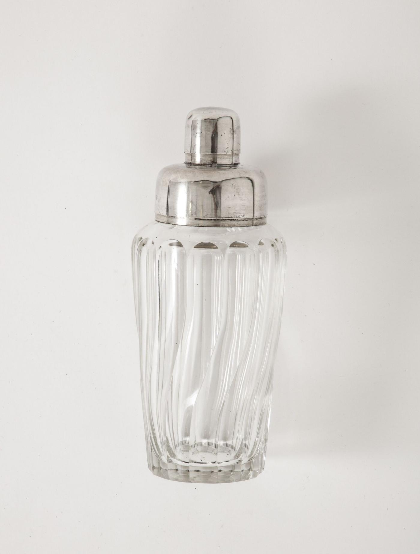 French Crystal and Silver Cocktail Shaker