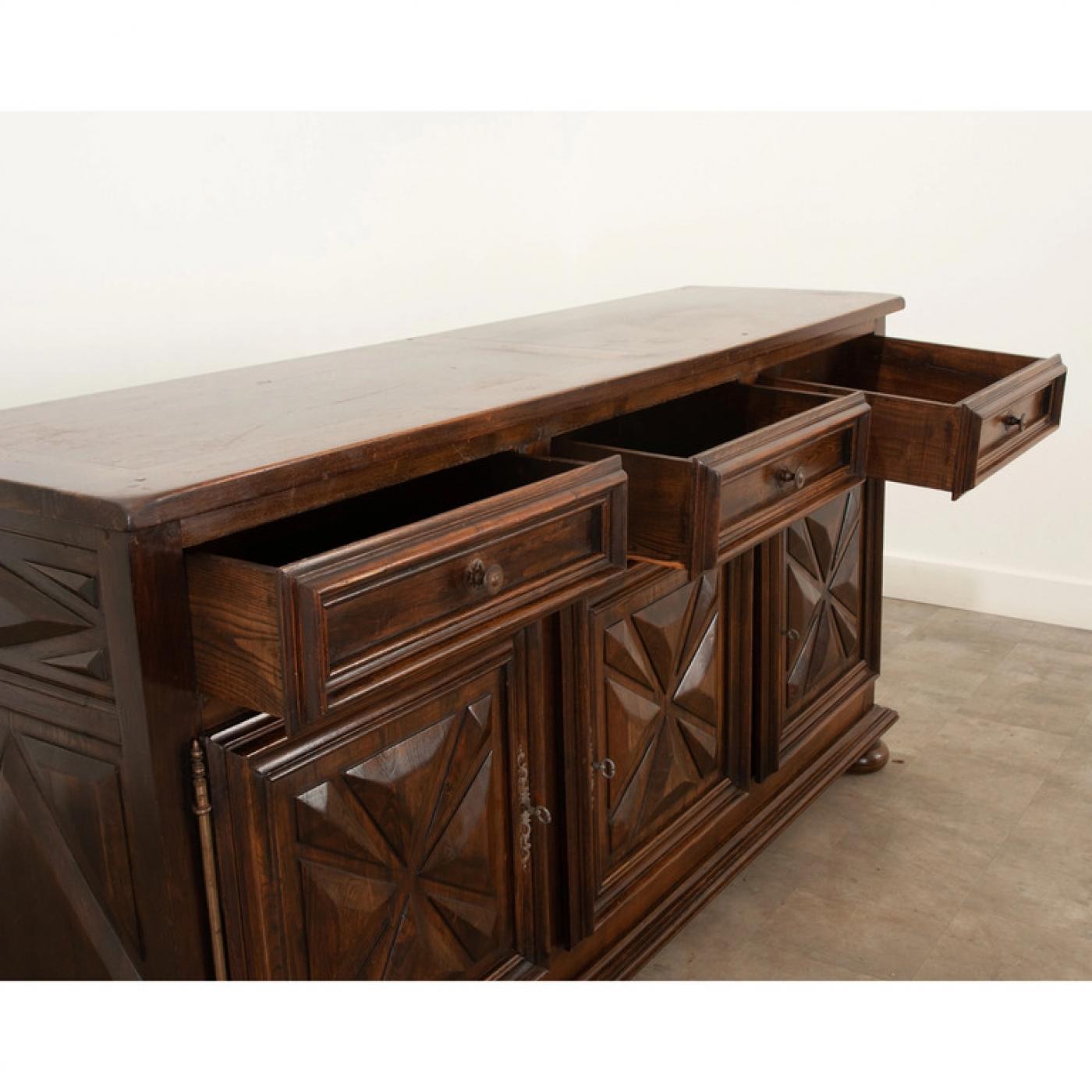 French Louis XIII Style Carved Enfilade