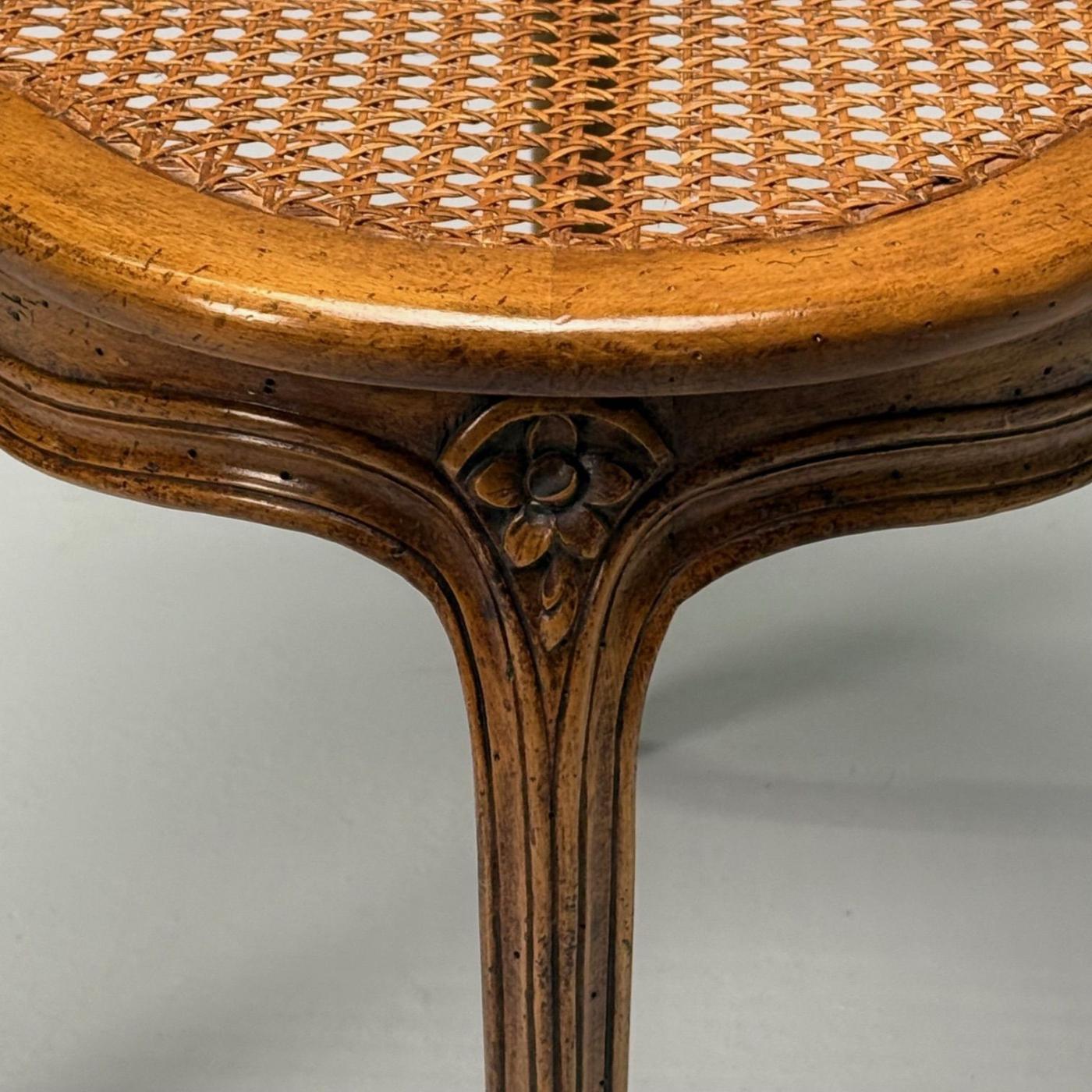French Louis XV Style, Corner Berger Chair, Cane, Walnut, France, 1920s