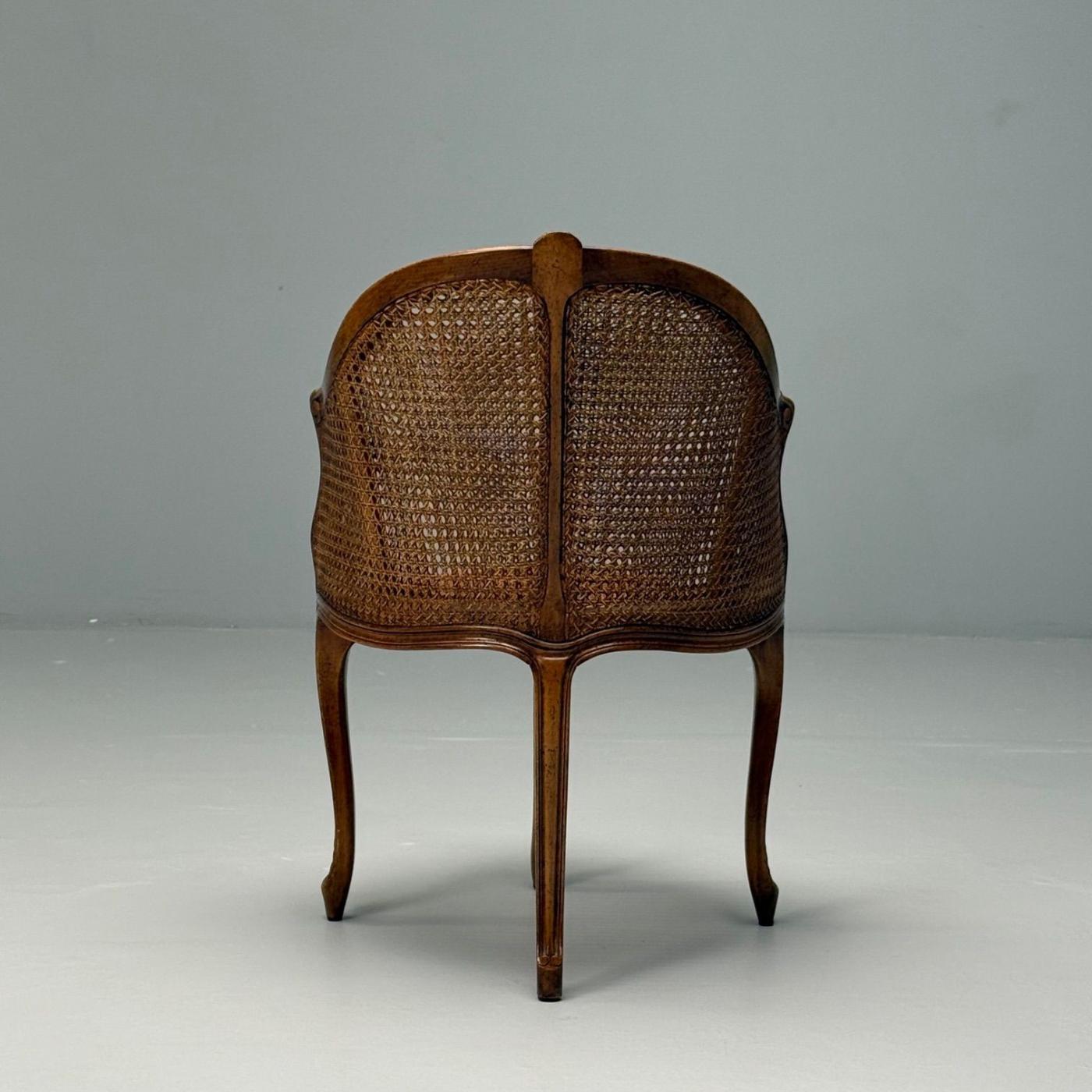 French Louis XV Style, Corner Berger Chair, Cane, Walnut, France, 1920s