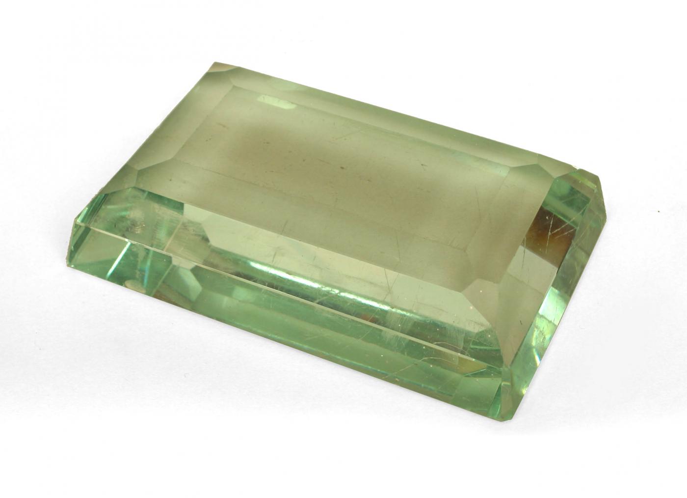 French Mid Century Green Crystal Paperweight 1