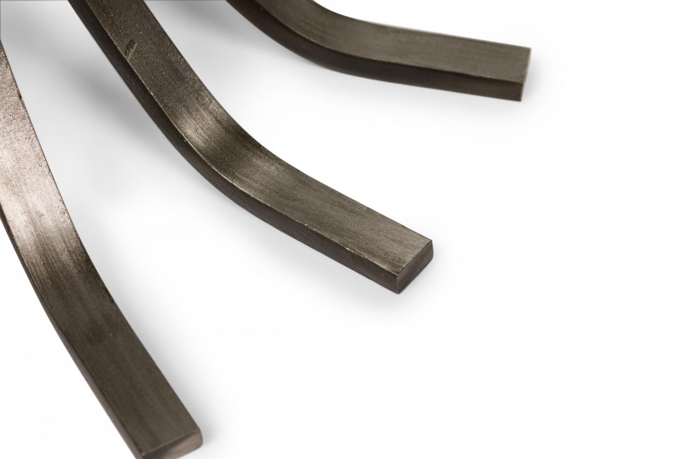 French Mid Century Hourglass Form Iron Slat And Circular Glass ...