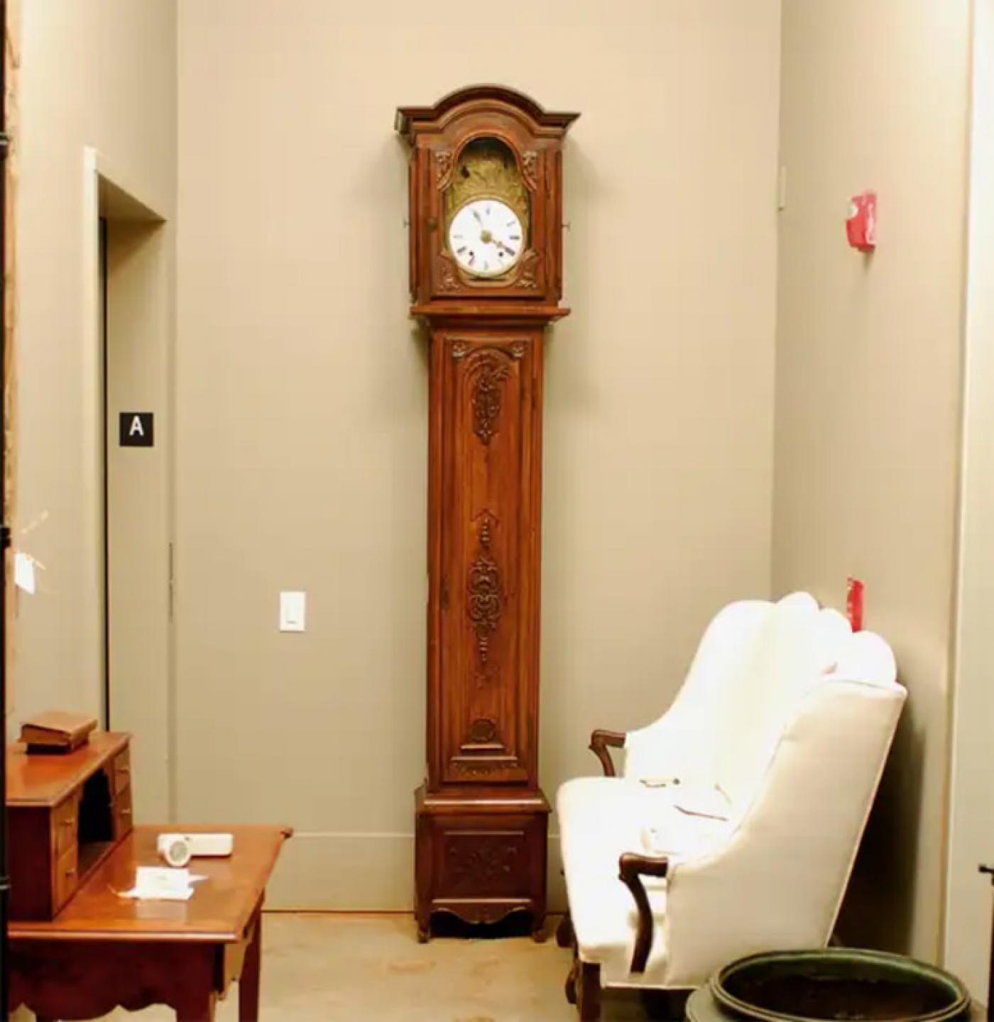 French Napoléon III Carved Walnut Long Case Clock with Brass Farming Scene