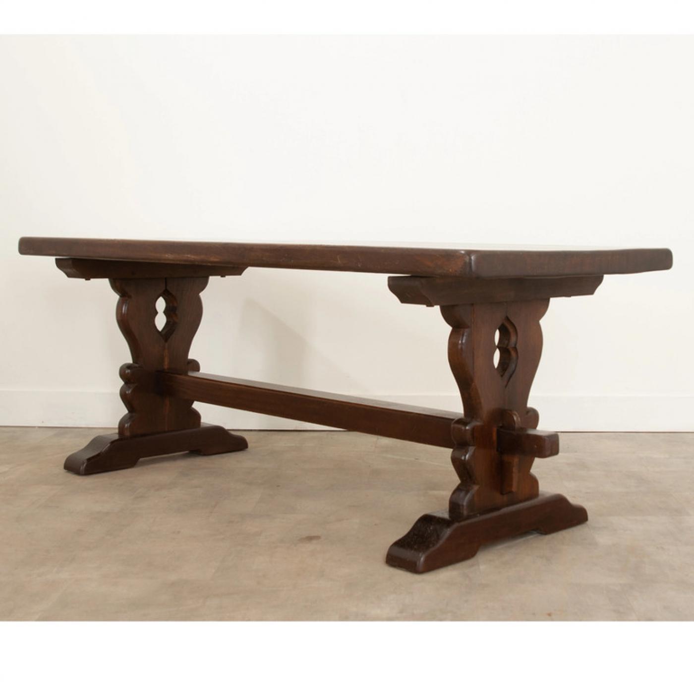 French Oak Trestle Base Dining Table