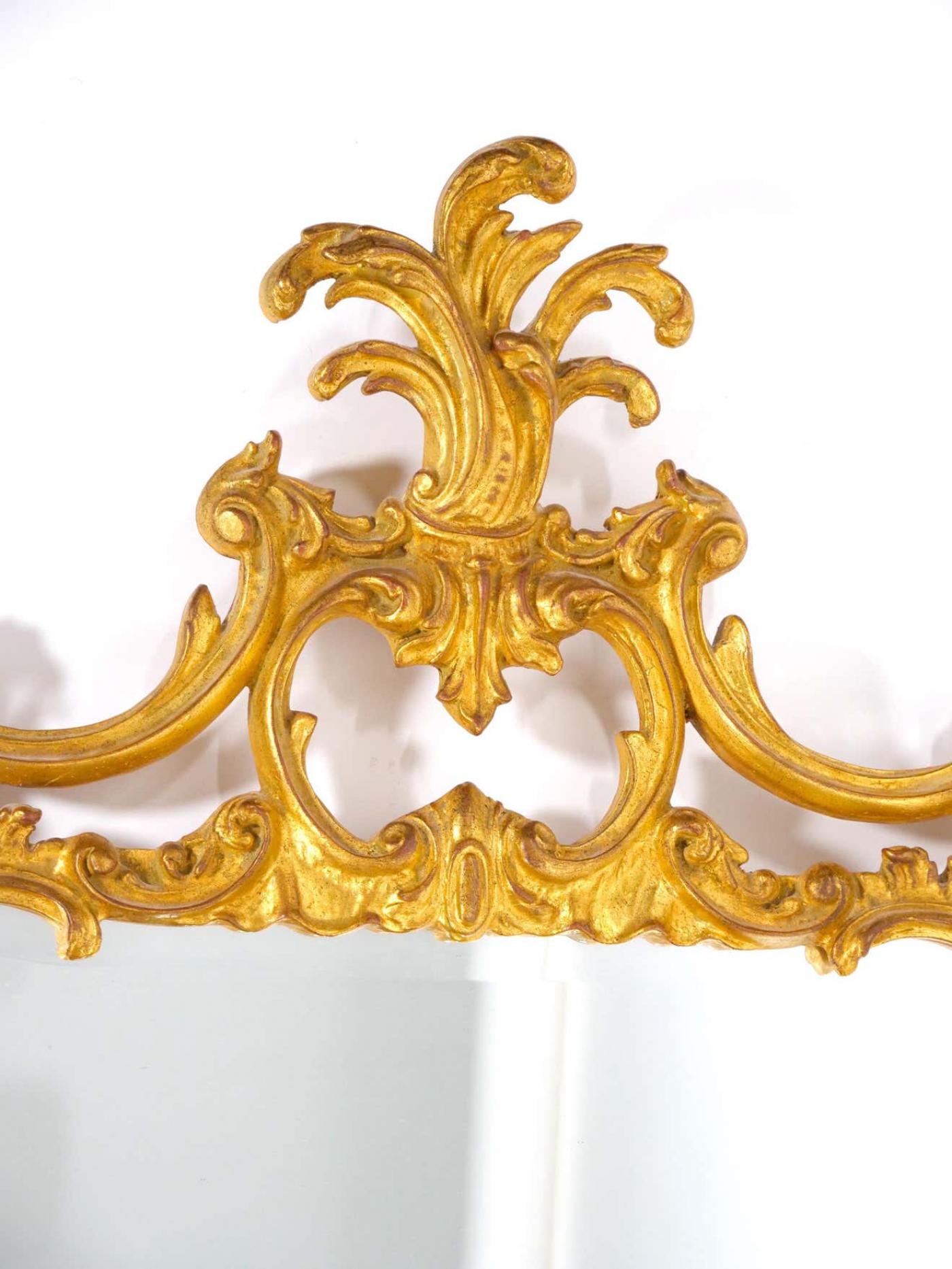 French Rococo Style Gilt Wood Frame Hanging Wall Mirror