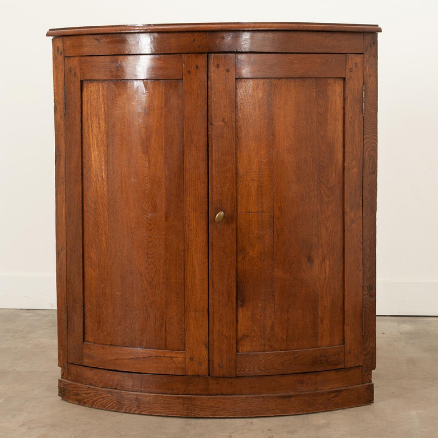 French Solid Oak Demilune Corner Cabinet