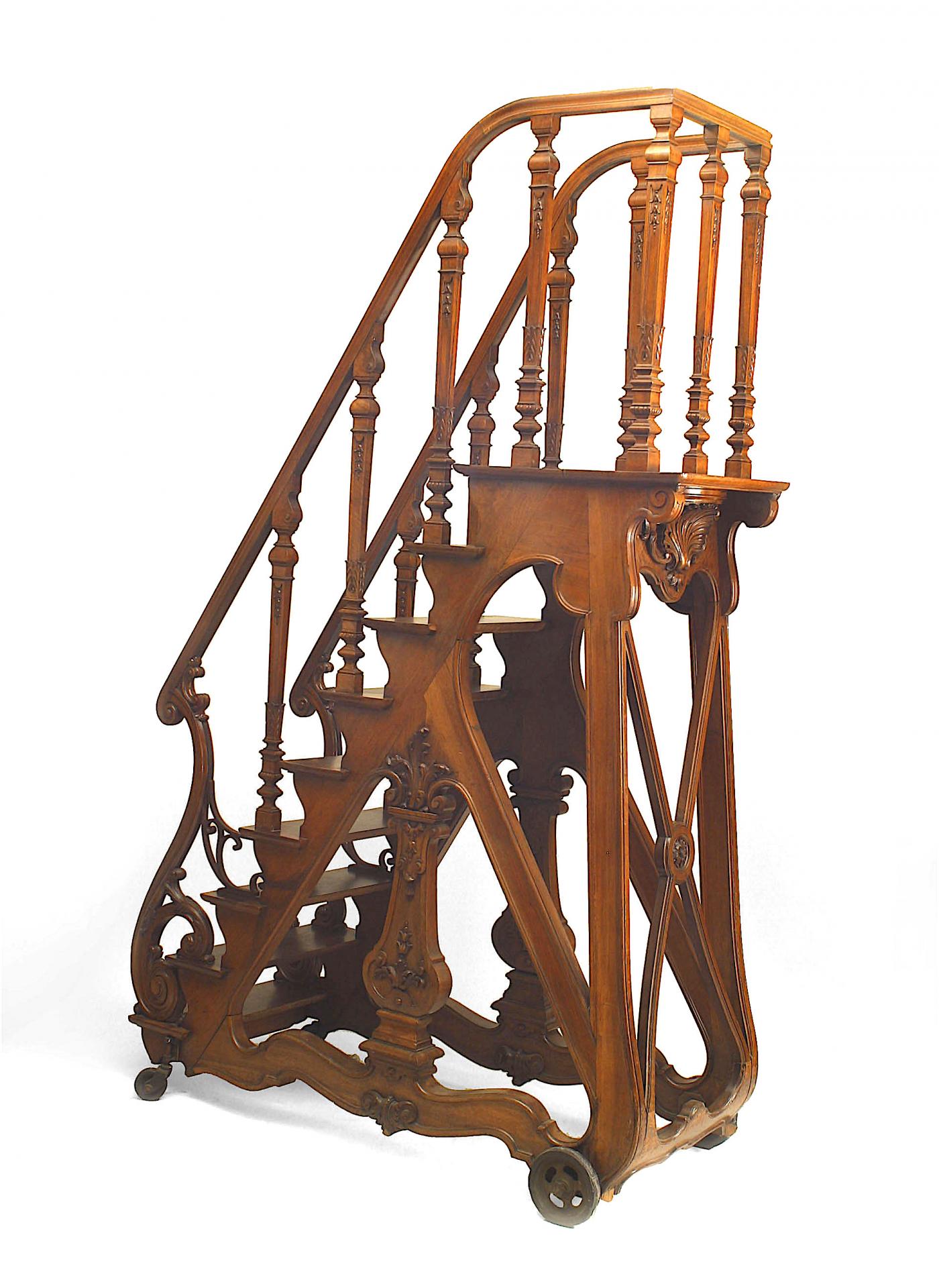 French Walnut Library Ladders