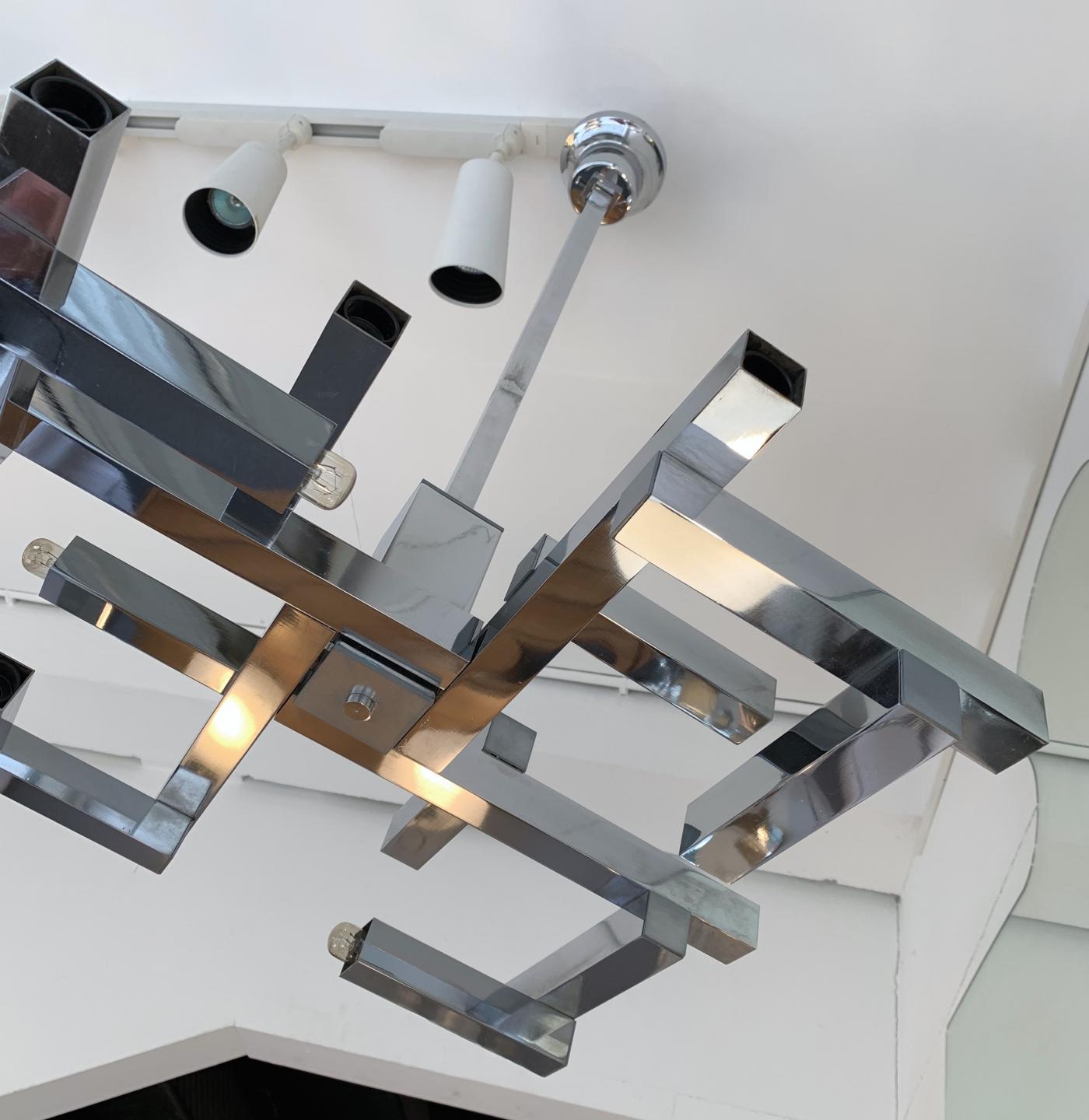 Gaetano Sciolari - Chandelier Metal Chrome Futura by Sciolari. Italy, 1970s