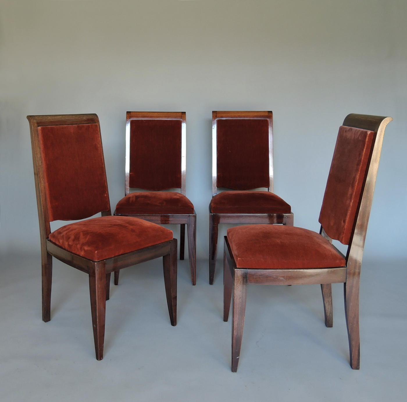Gaston Poisson - Set of 4 French Art Deco Mahogany Dining Chairs by ...