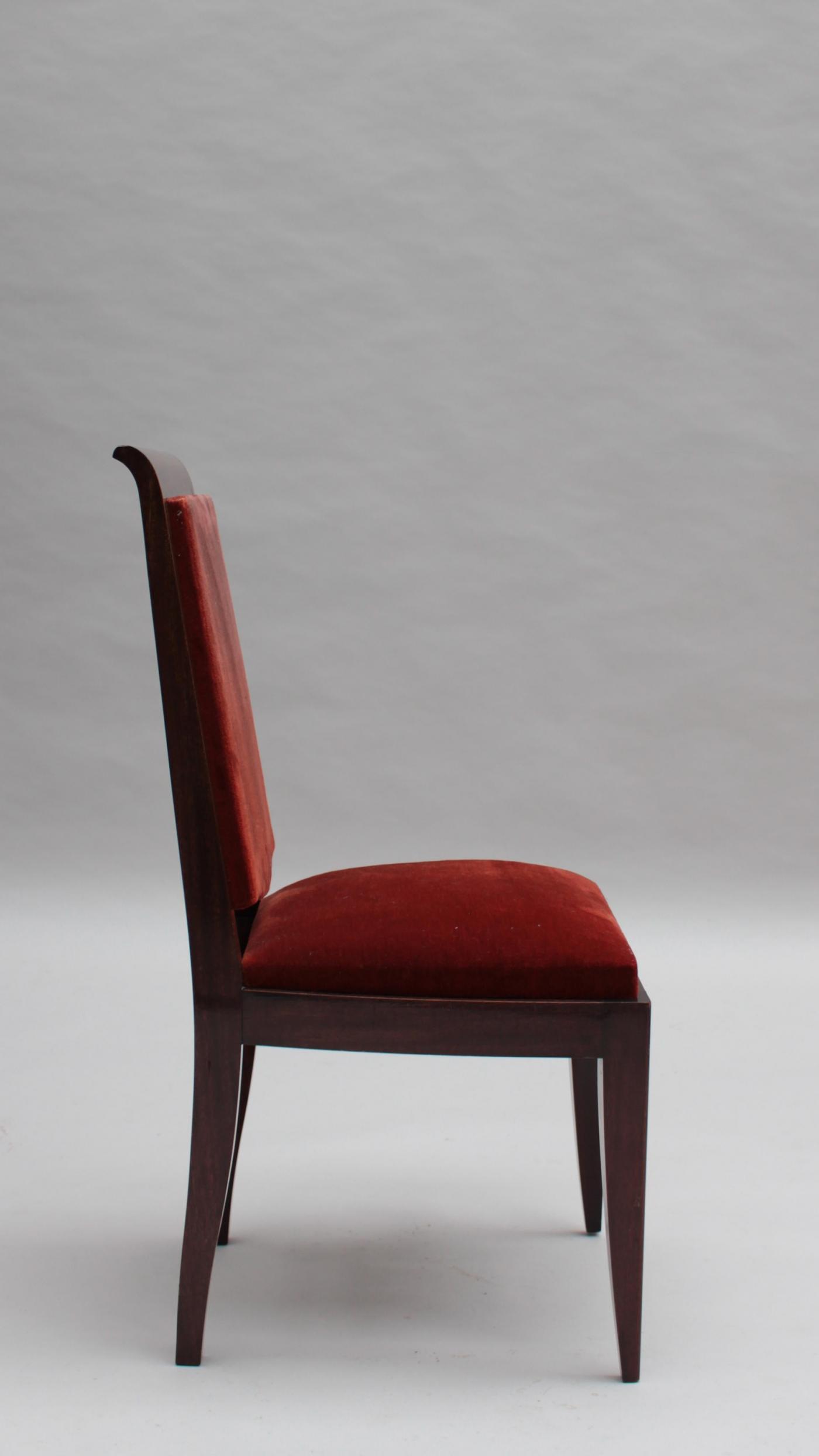 Gaston Poisson - Set of 4 French Art Deco Mahogany Dining Chairs by ...