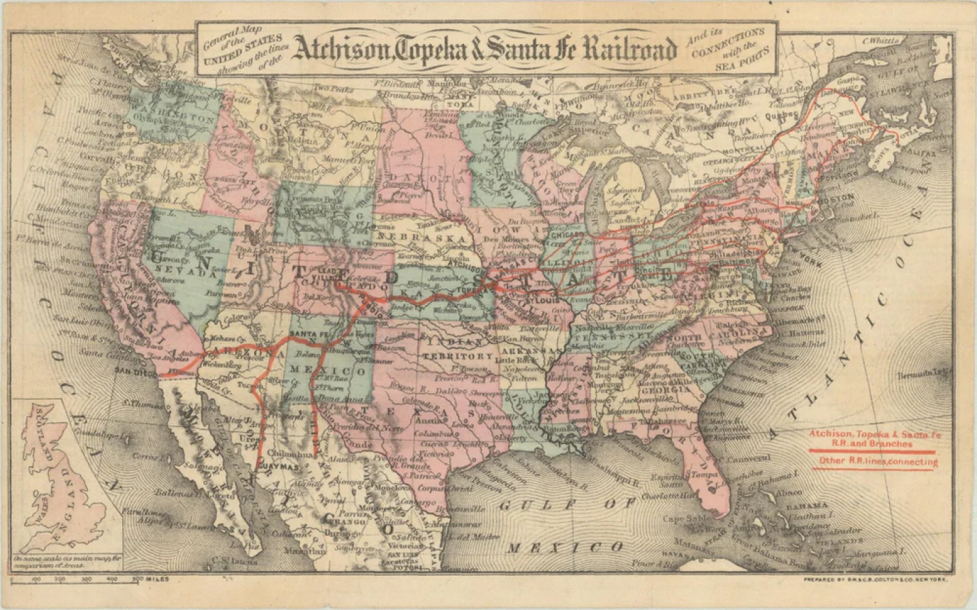 "General Map of the United States Showing the Lines of the Atchison