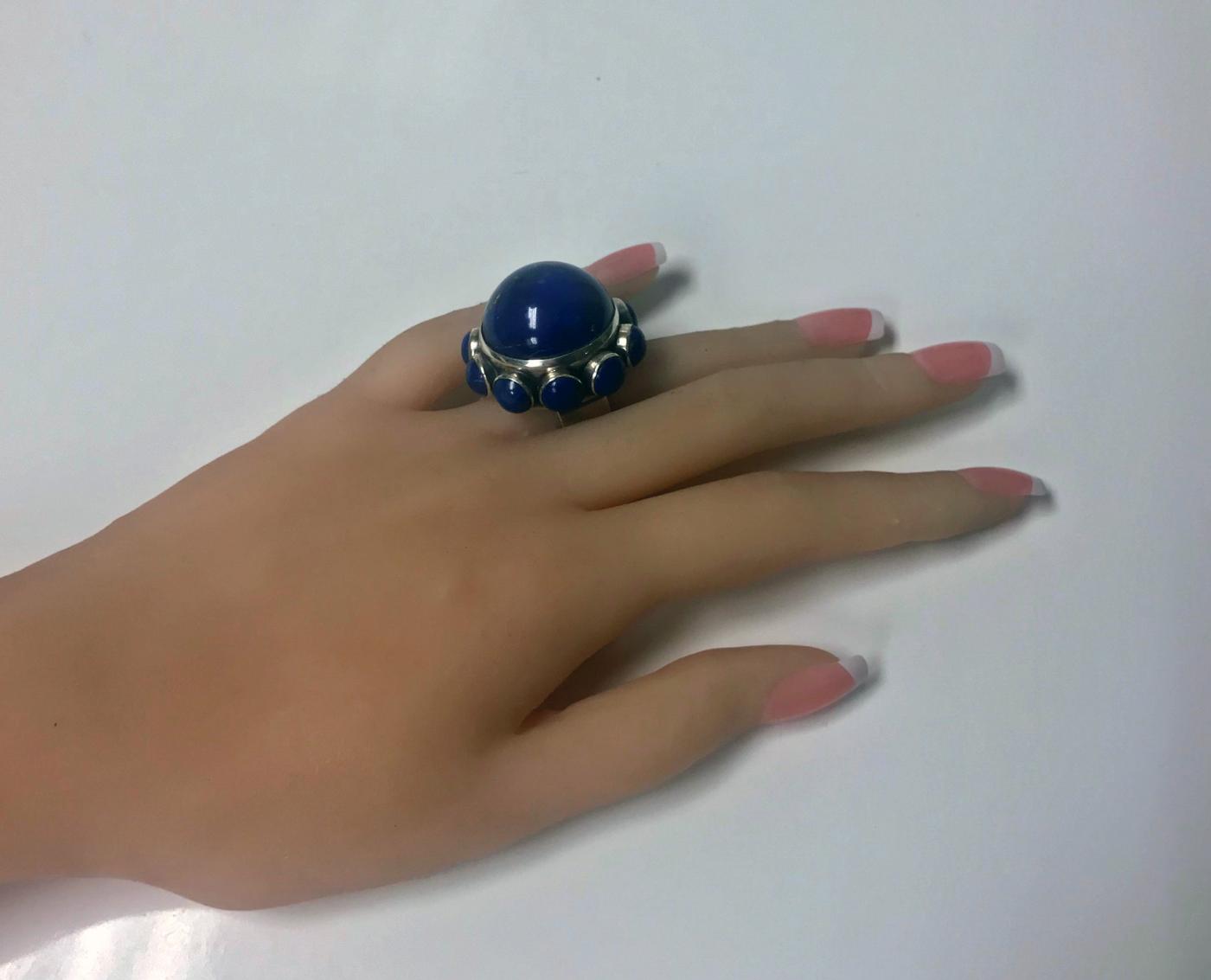 Georg Jensen - Georg Jensen Astrid Fog Lapis Modernist Ring 1971