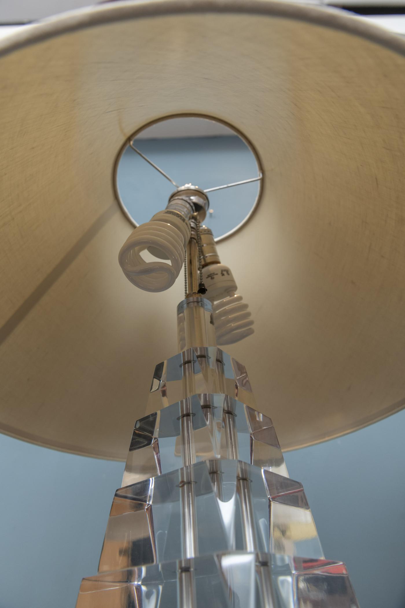 George Bullio - Lucite Pyramid Form Table Lamps by George Bullio